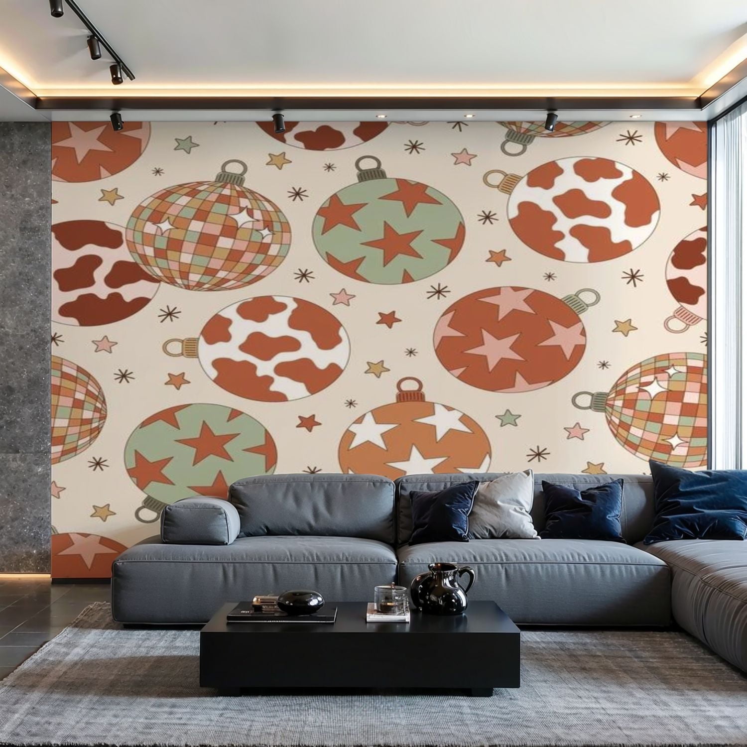 Prxcm Peel and Stick Canvas Wallpaper Groovy Howdy balls ornated stars ...