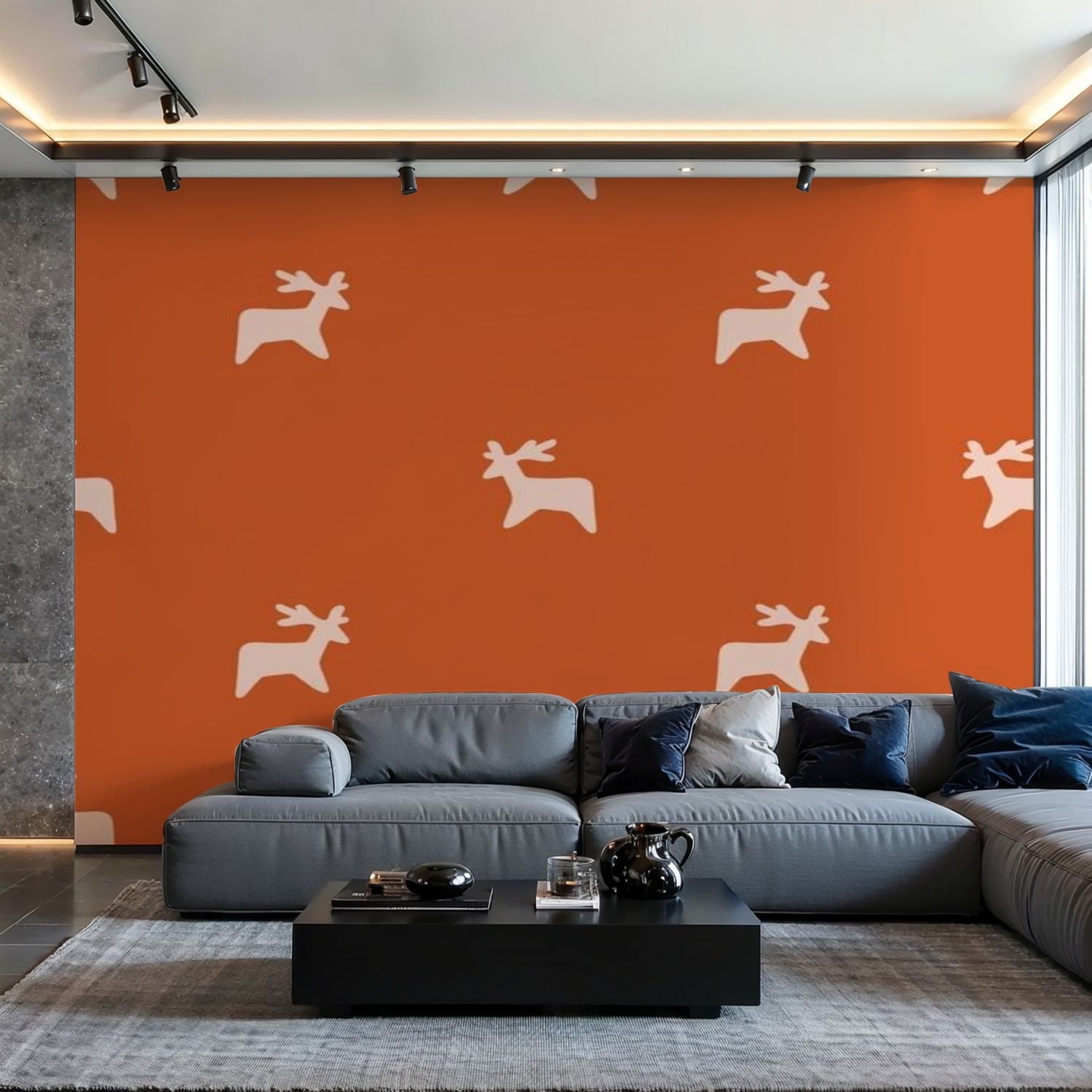 Prxcm Peel and Stick Canvas Wallpaper Holiday themed little reindeer ...