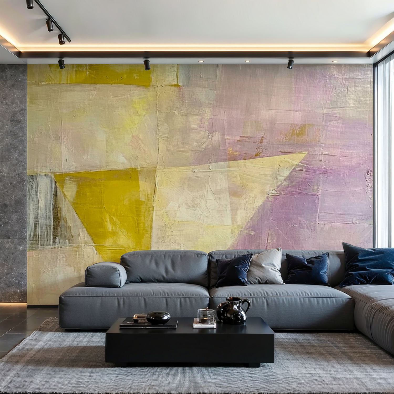 Prxcm Peel and Stick Canvas Wallpaper Interlocking Shapes Diagonal ...