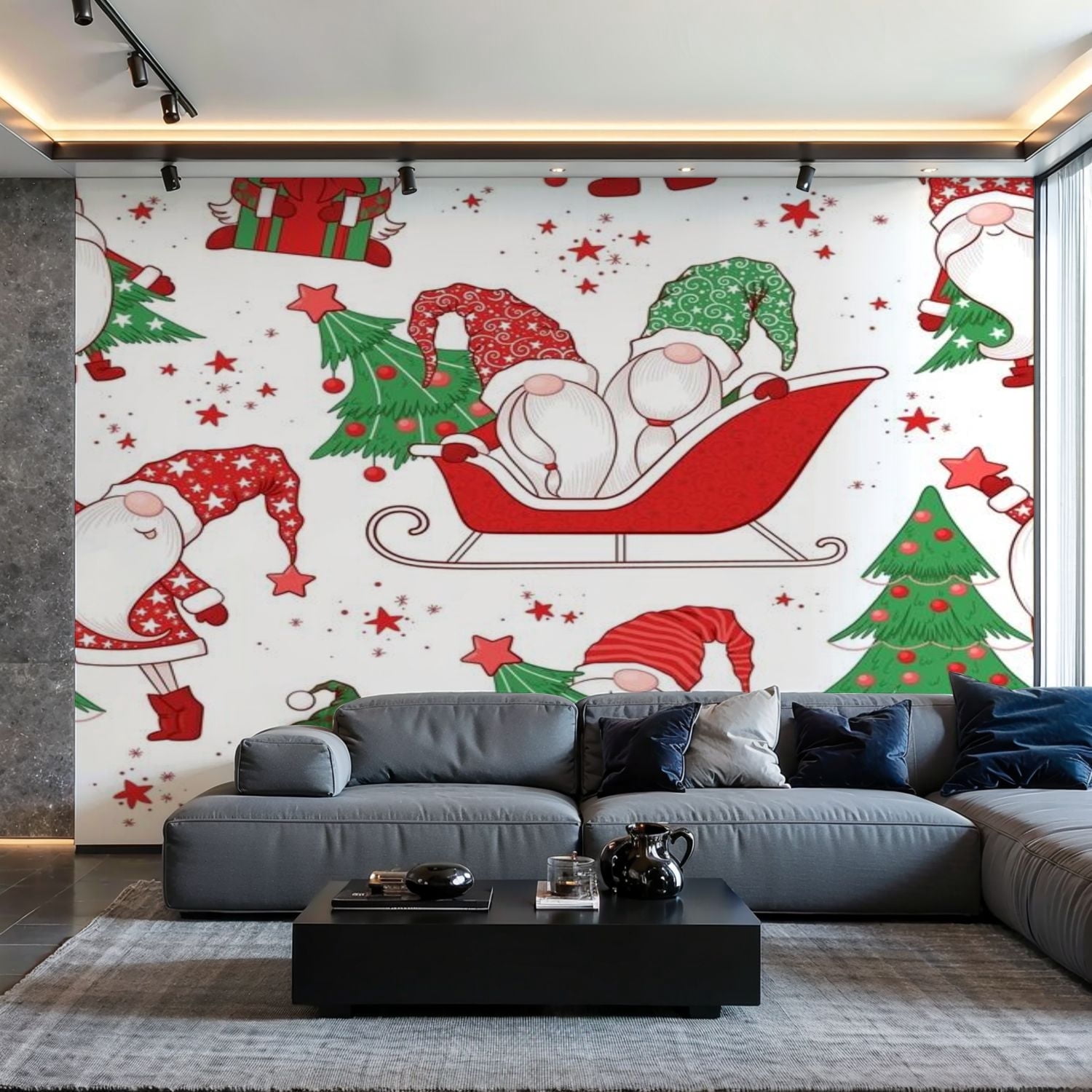 Prxcm Peel and Stick Canvas Wallpaper Merry Christmas Seamless pattern ...