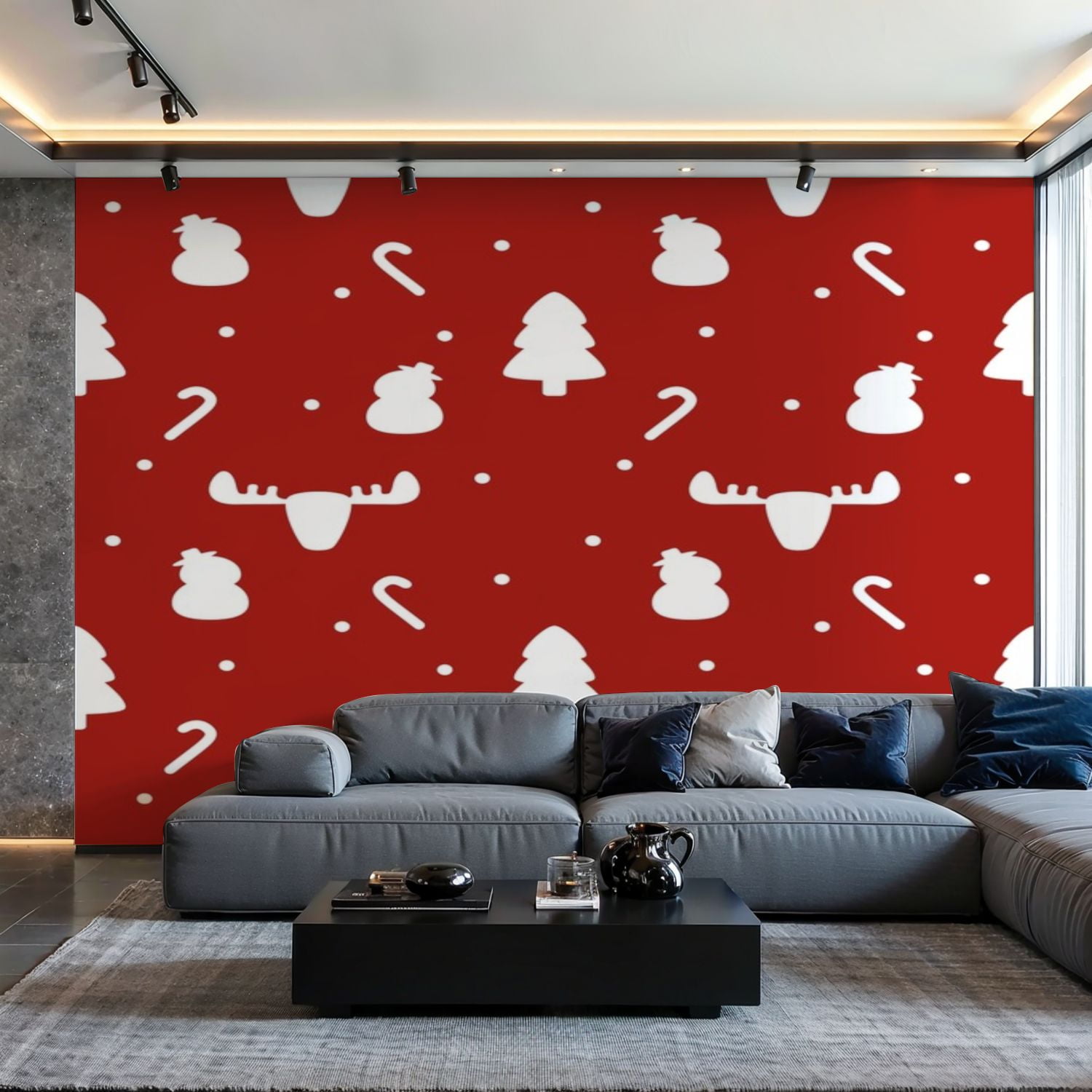 Prxcm Peel and Stick Canvas Wallpaper Reindeer cartoon so cute On tree ...