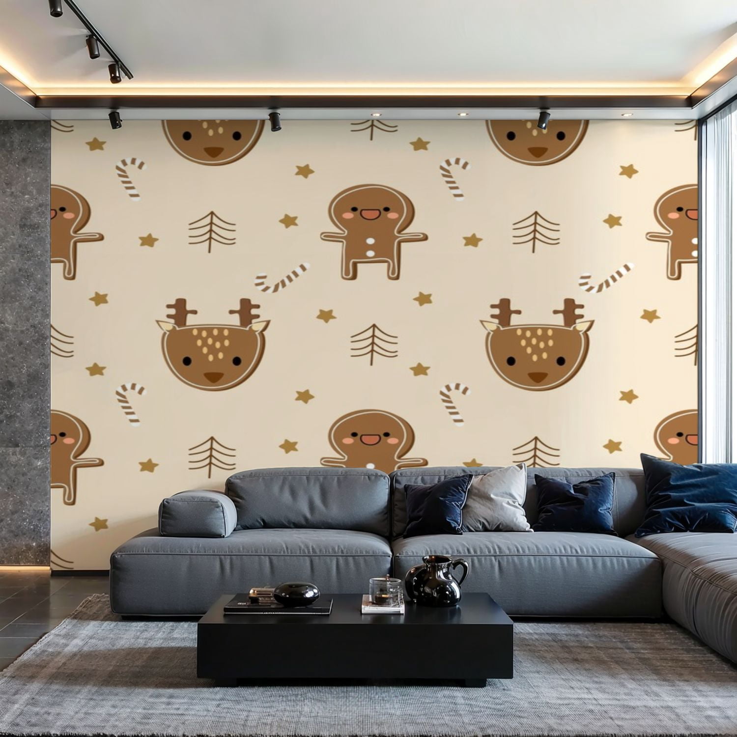 Prxcm Peel and Stick Canvas Wallpaper Reindeer cookies cartoon so cute ...