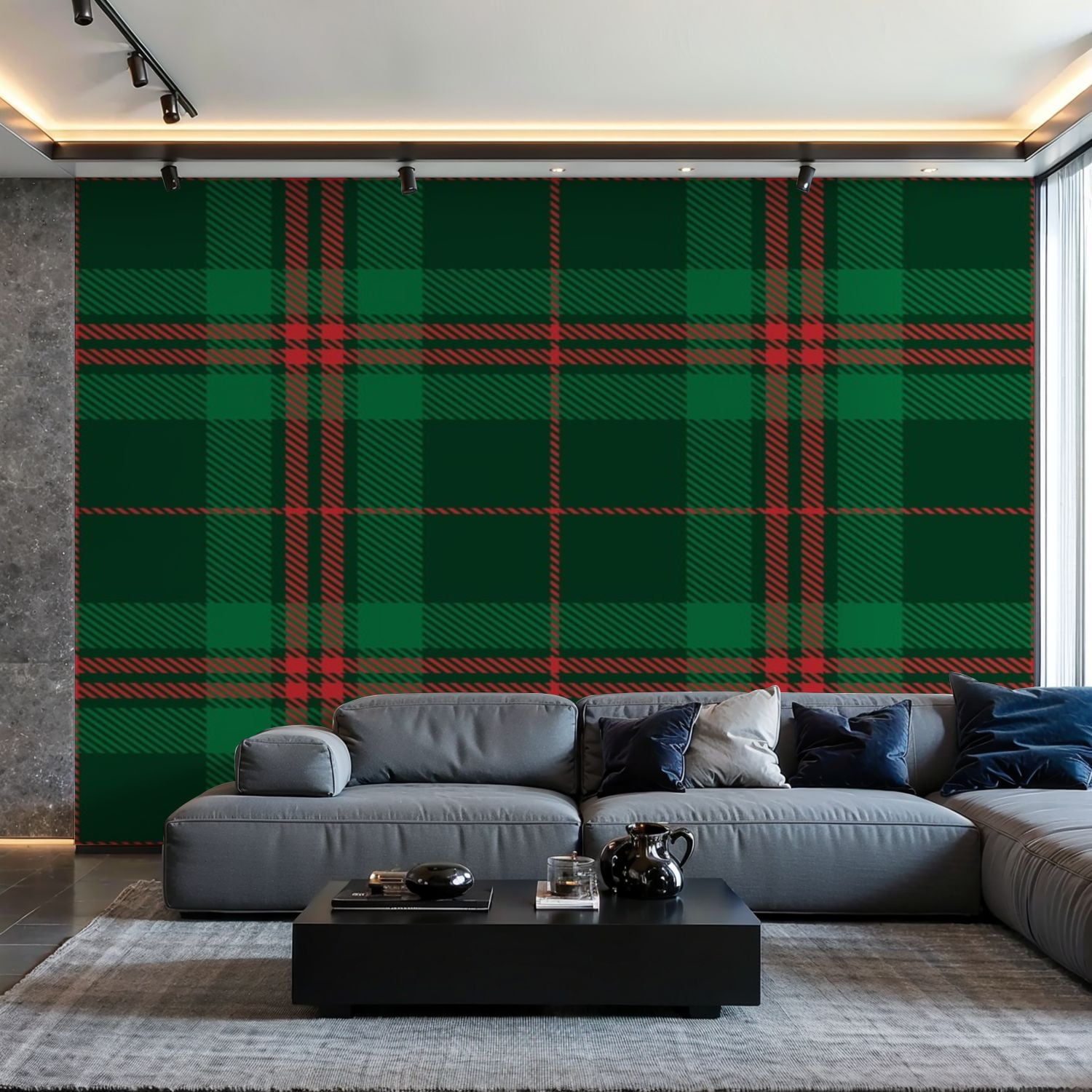 Prxcm Peel and Stick Canvas Wallpaper Tartan plaid seamless pattern red ...