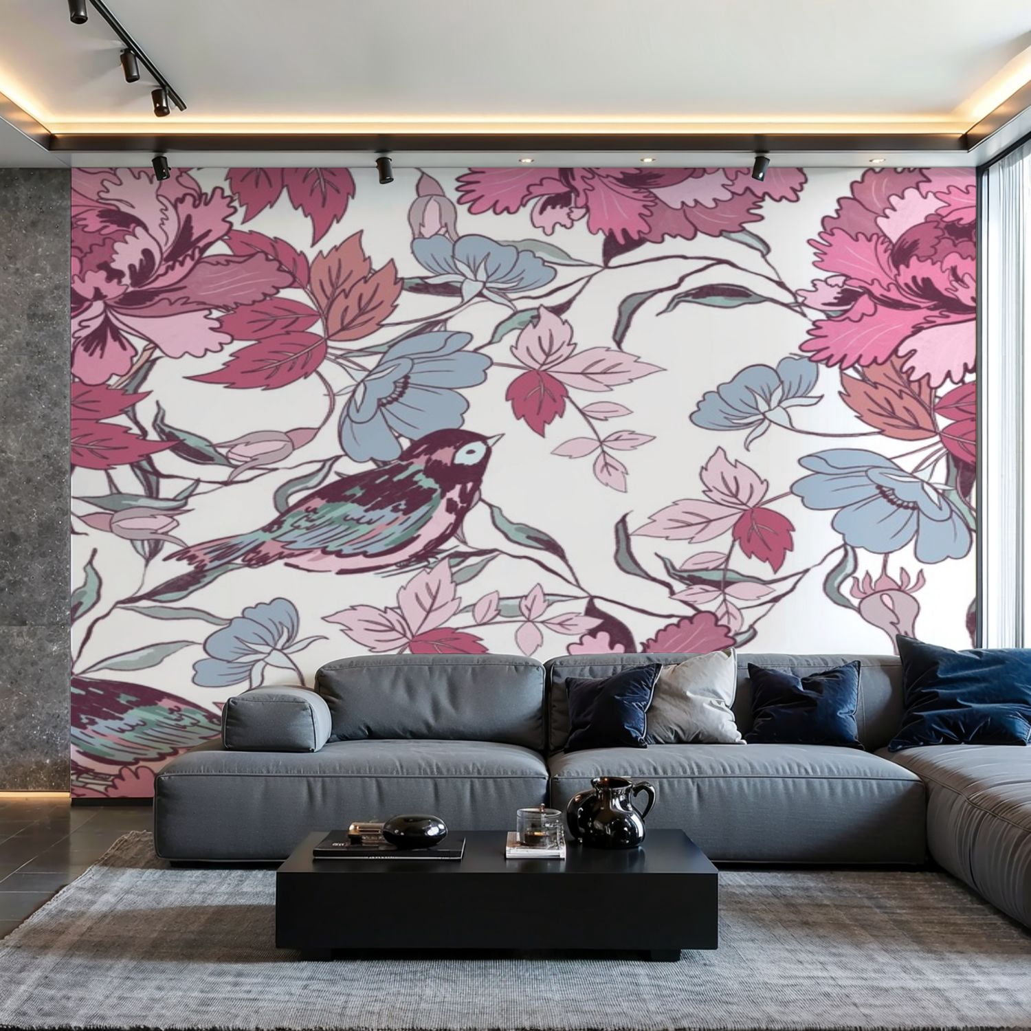 Prxcm Peel and Stick Canvas Wallpaper Traditional Pink Chinoiseries ...