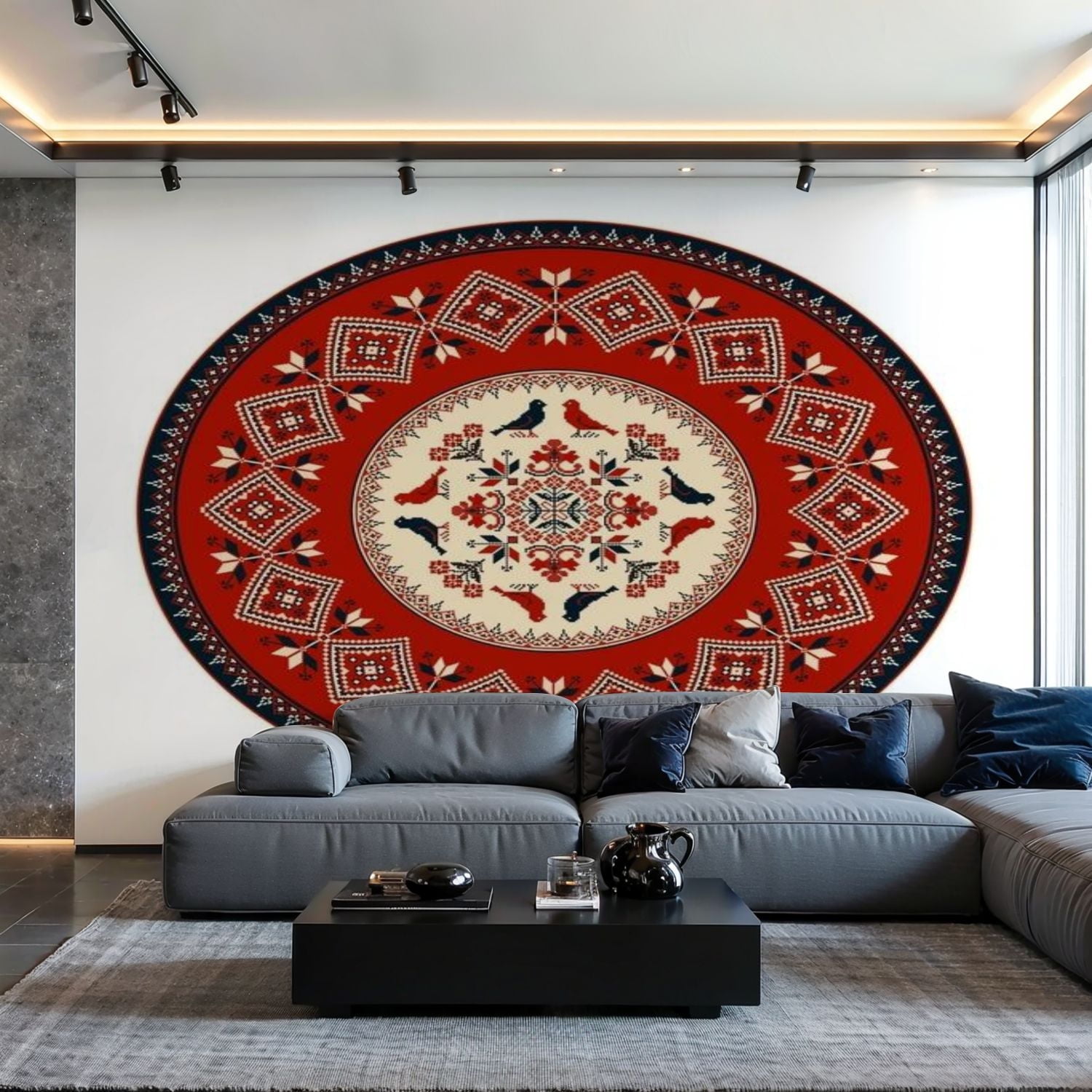 Prxcm Peel And Stick Canvas Wallpaper Traditional Polish Embroidery ...