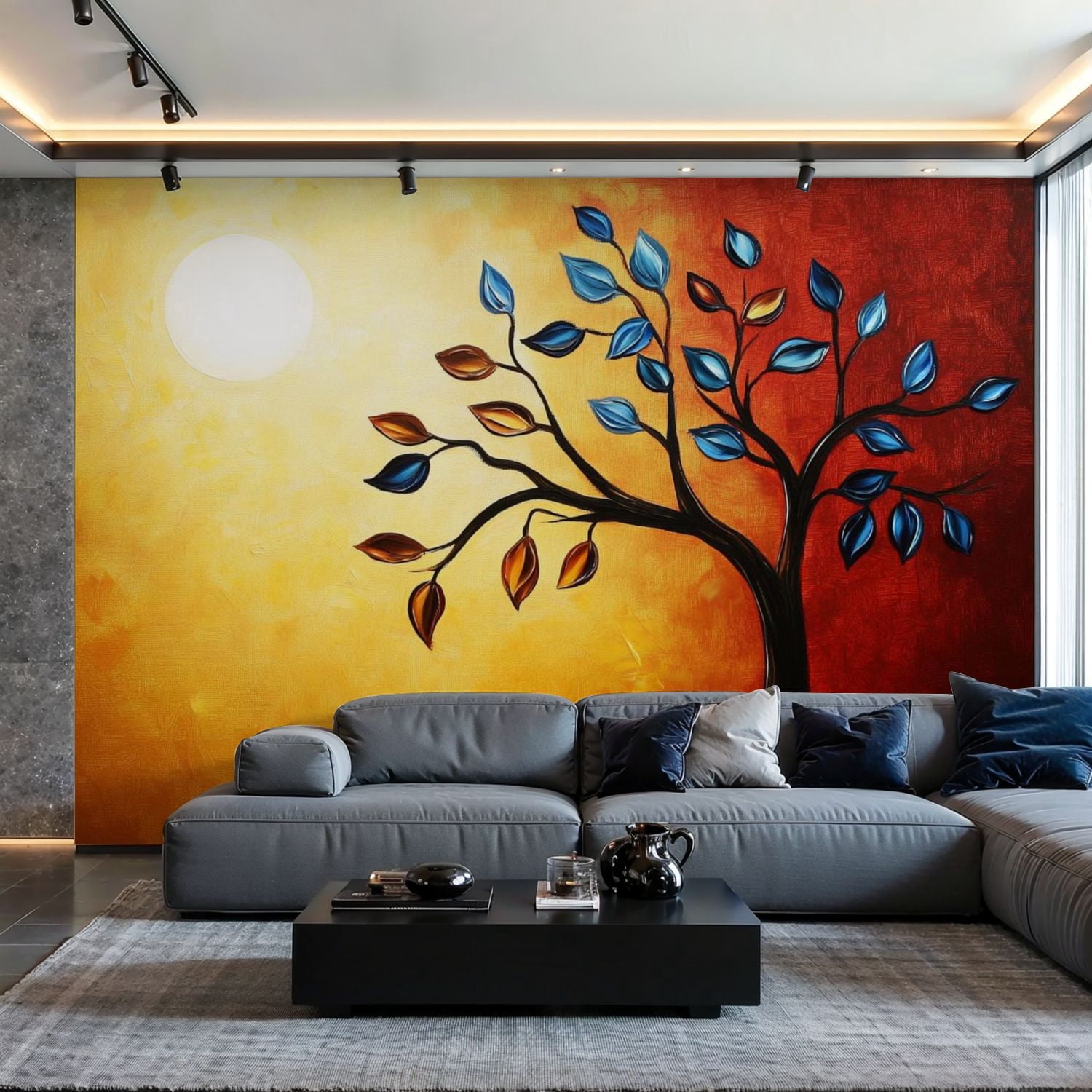 Prxcm Peel and Stick Canvas Wallpaper Tree Trees Oil Painting Branches ...