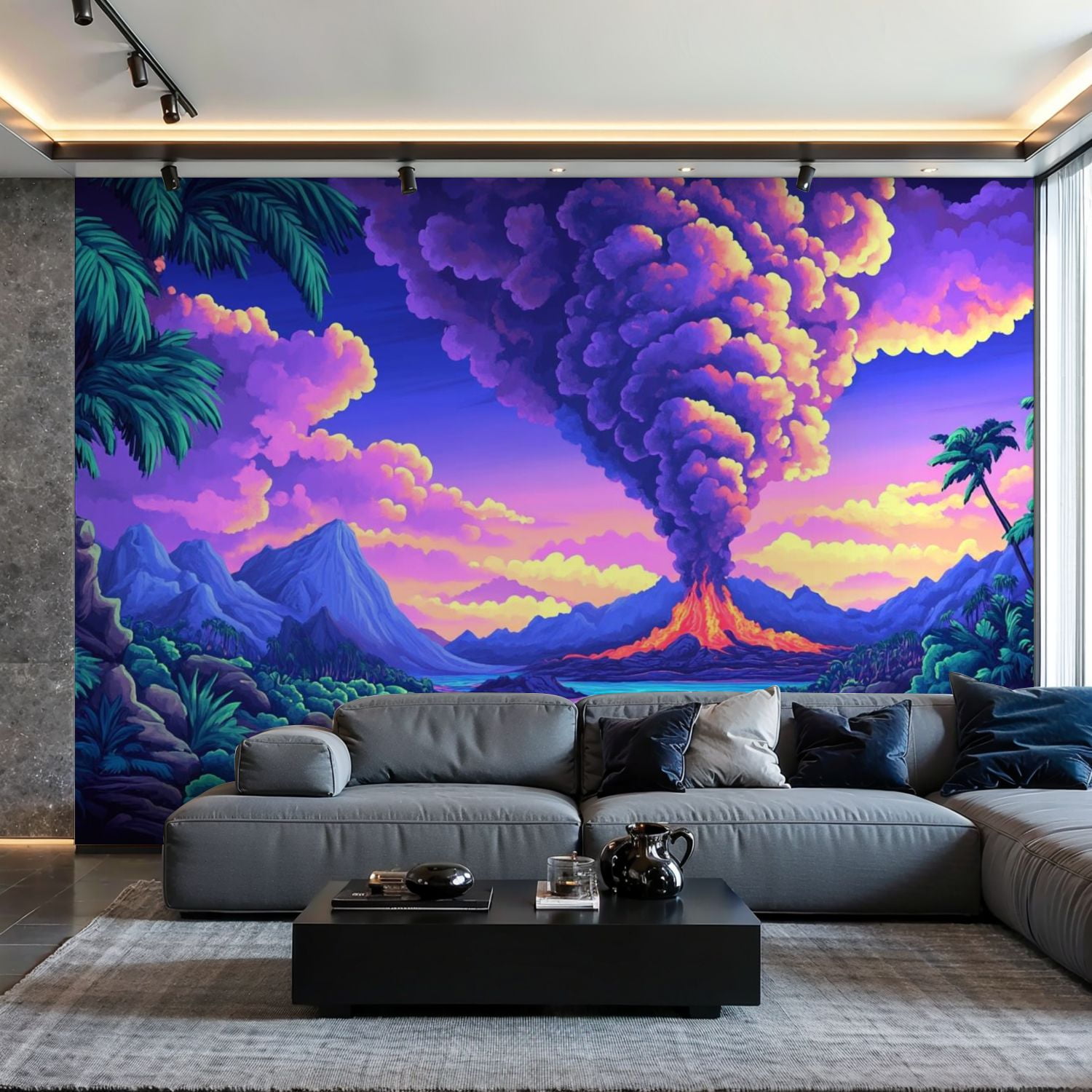 Prxcm Peel and Stick Canvas Wallpaper Volcano Eruption Party ...