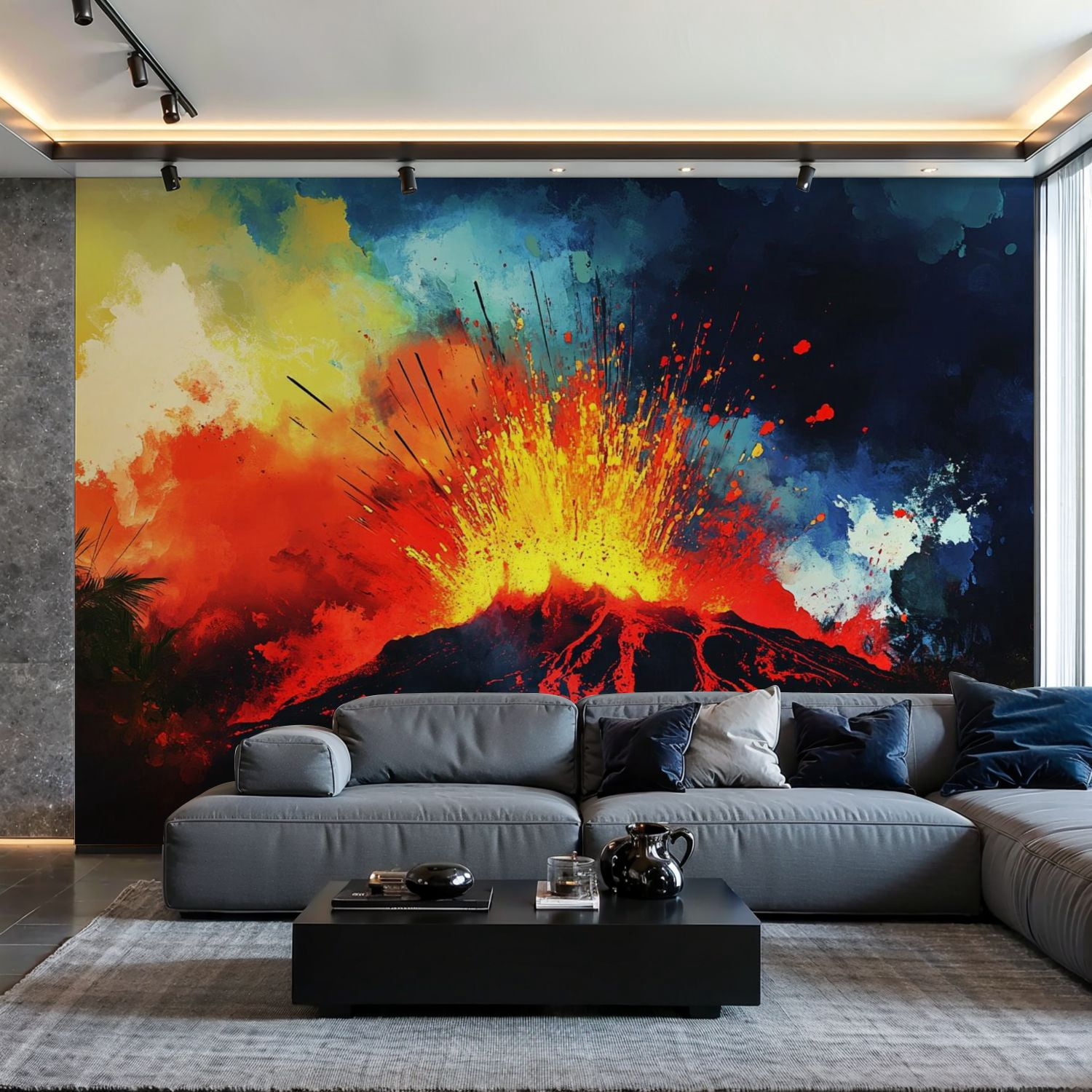 Prxcm Peel and Stick Canvas Wallpaper Volcano Eruption Party ...