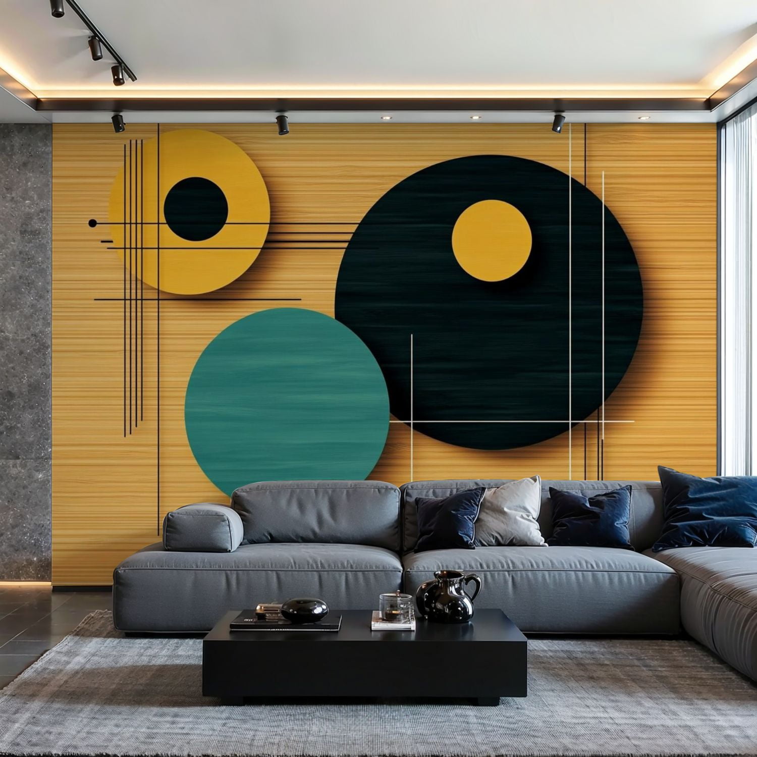 Prxcm Peel and Stick Canvas Wallpaper 3D Mid Century Modern Vintage ...