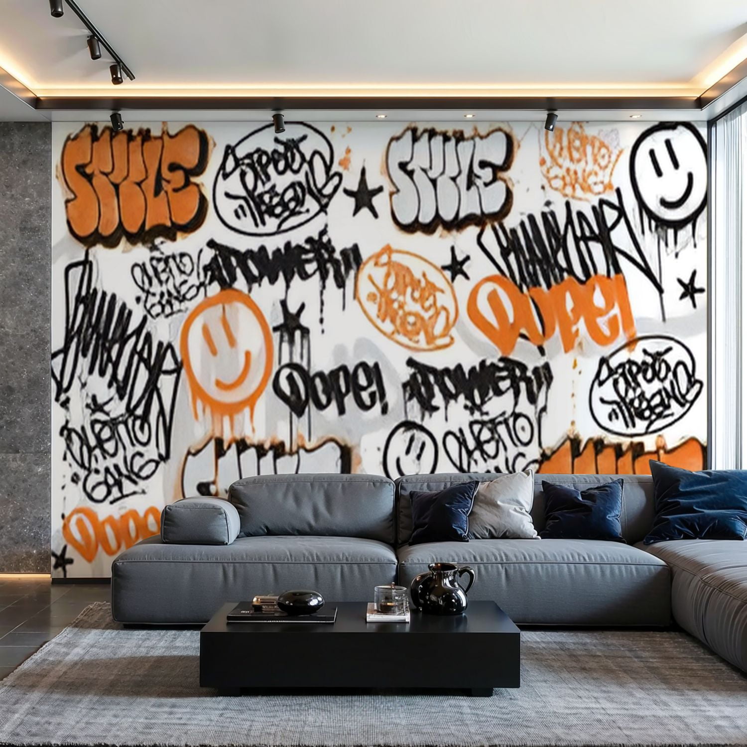 Prxcm Peel and Stick Canvas Wallpaper Abstract graffiti art scribble ...