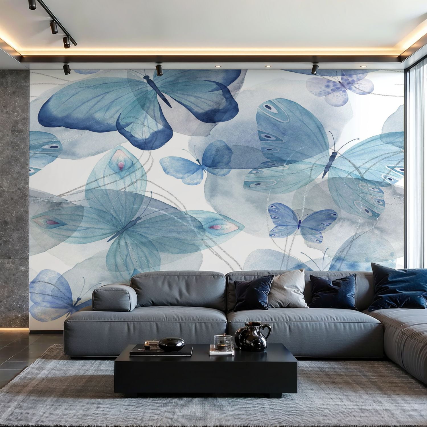 Prxcm Peel and Stick Canvas Wallpaper Abstract vintage print blue ...