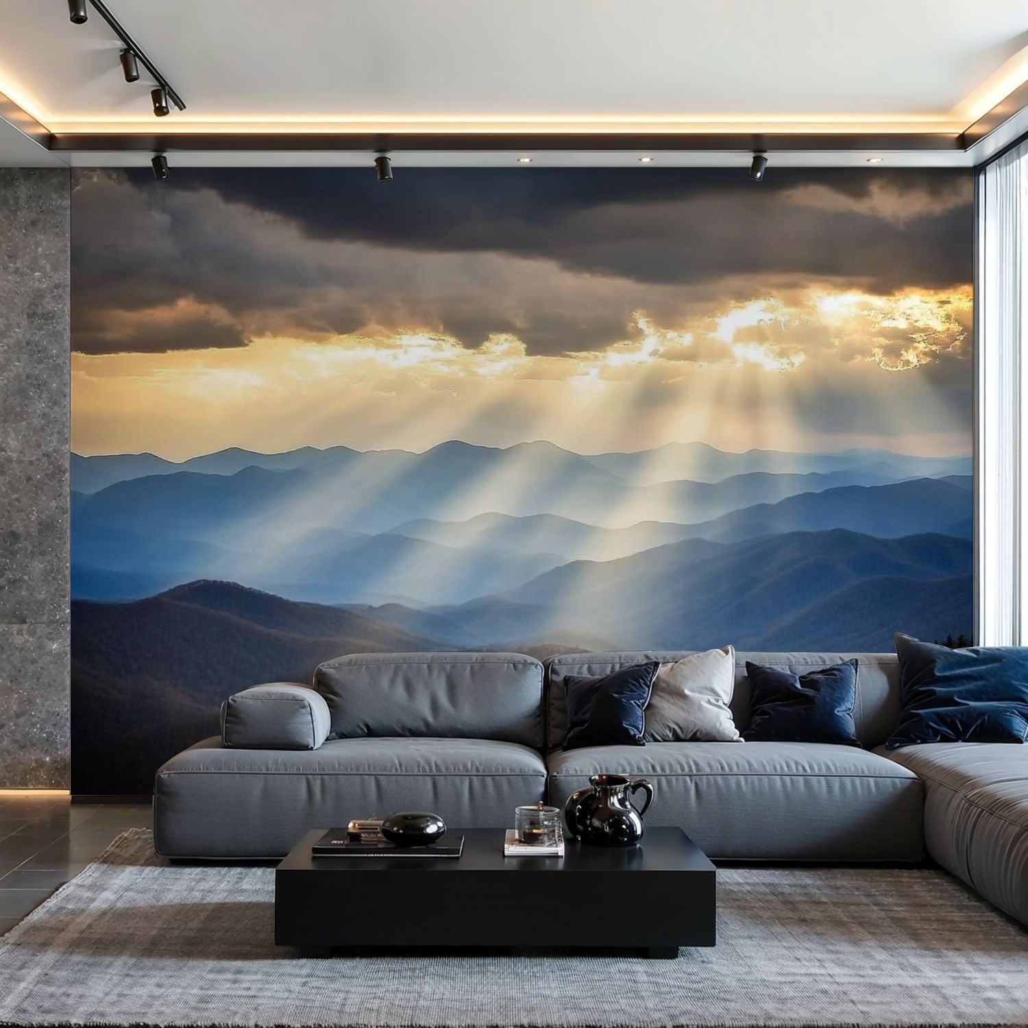 Prxcm Peel and Stick Canvas Wallpaper Appalachian Mountains Crepuscular ...