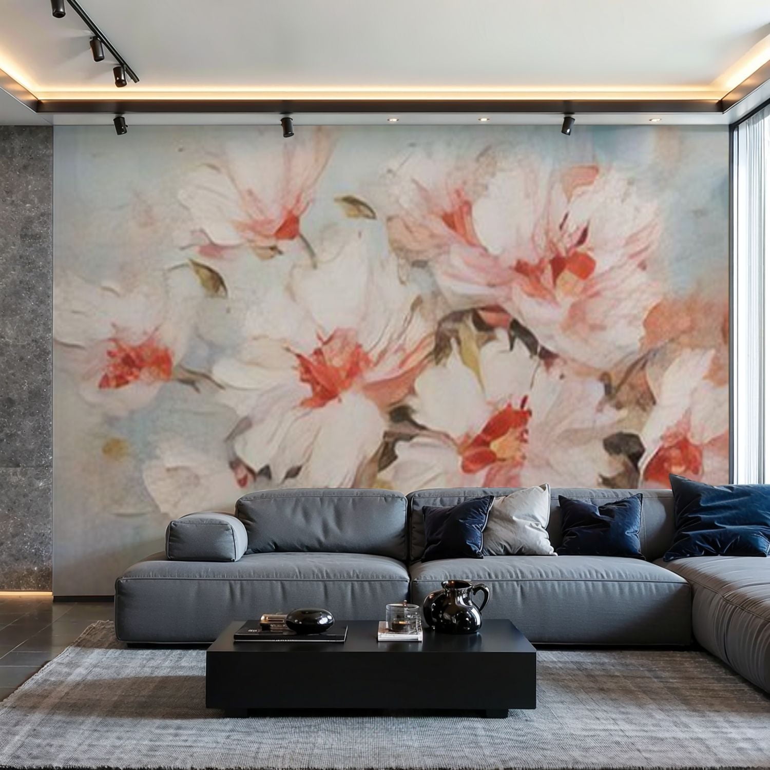 Prxcm Peel and Stick Canvas Wallpaper Beautiful white flower painting ...