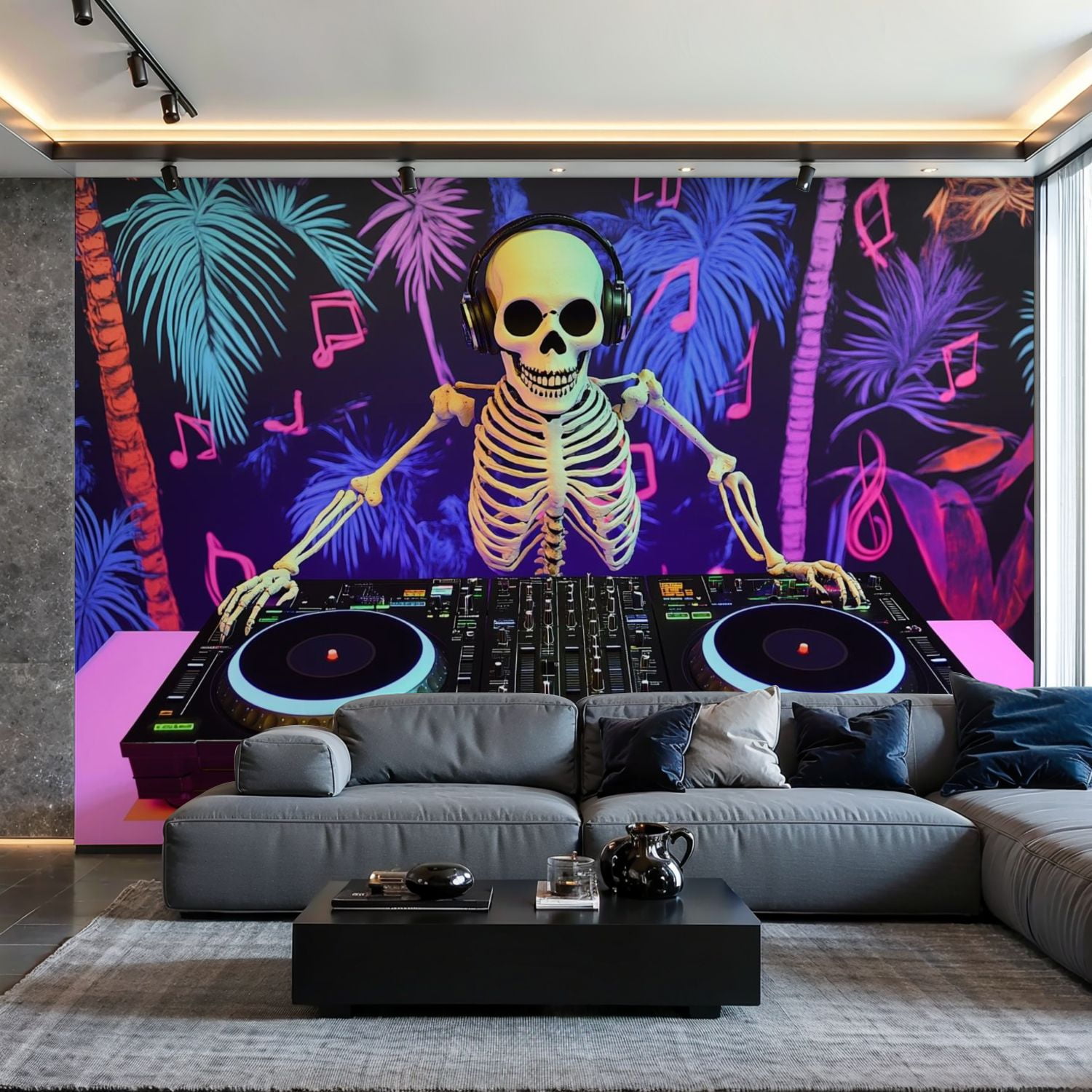 Prxcm Peel and Stick Canvas Wallpaper Blacklight Skull Skeleton Funny ...