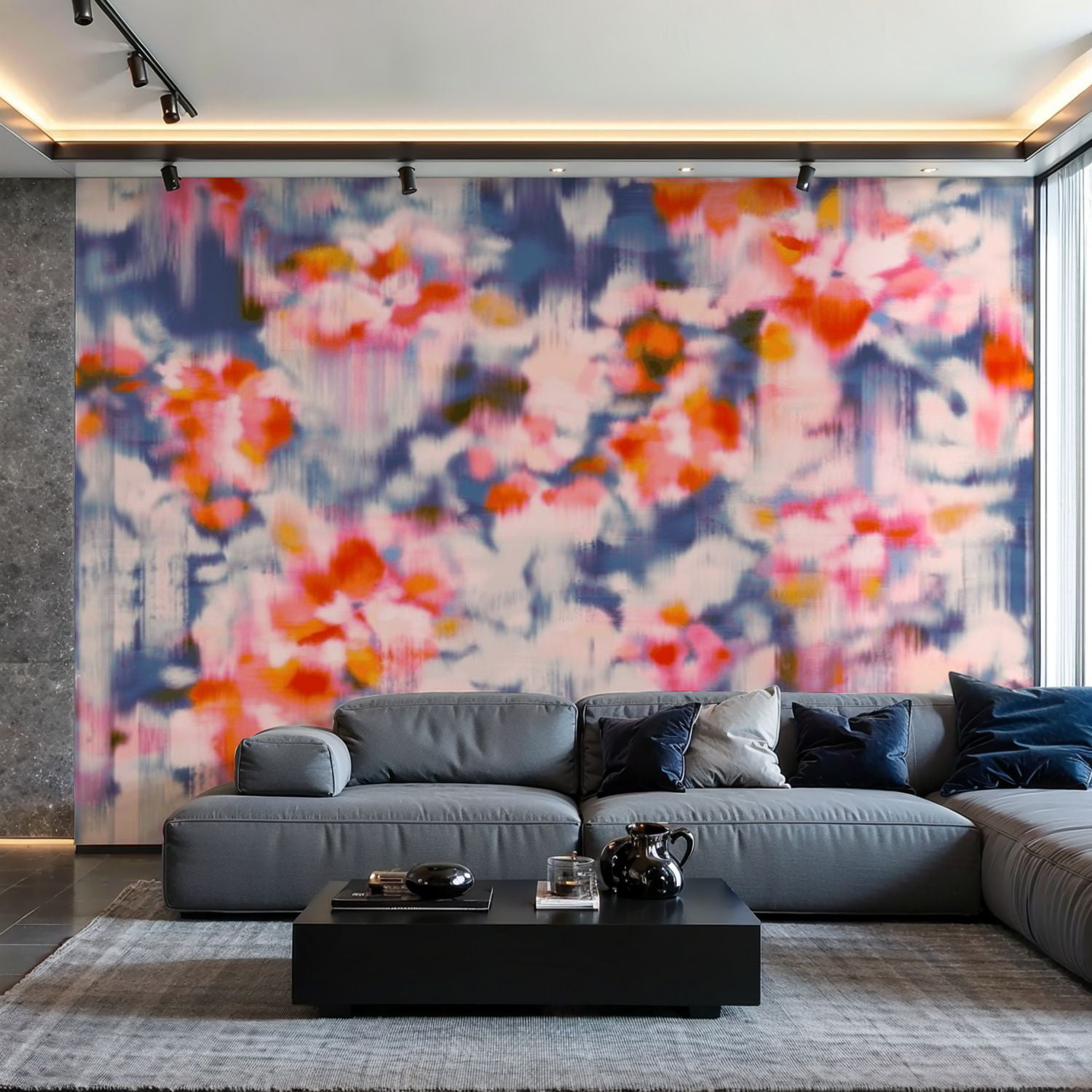 Prxcm Peel and Stick Canvas Wallpaper Blurry fuzzy floral seamless ...