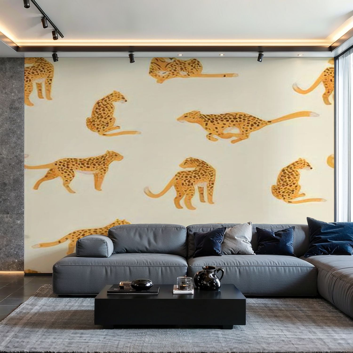 Prxcm Peel and Stick Canvas Wallpaper Cheetah spotted fur running ...