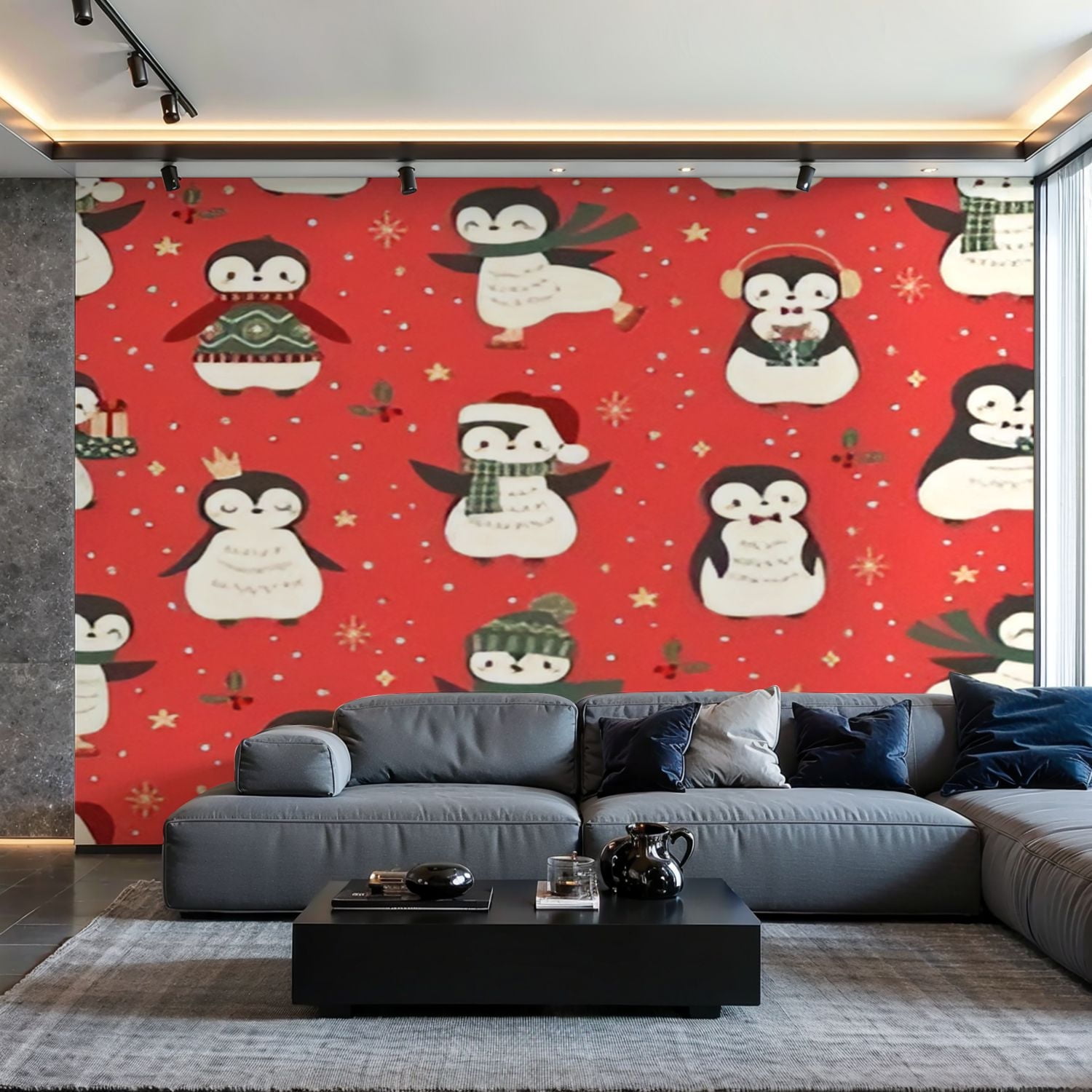 Prxcm Peel and Stick Canvas Wallpaper Christmas seamless pattern cute ...