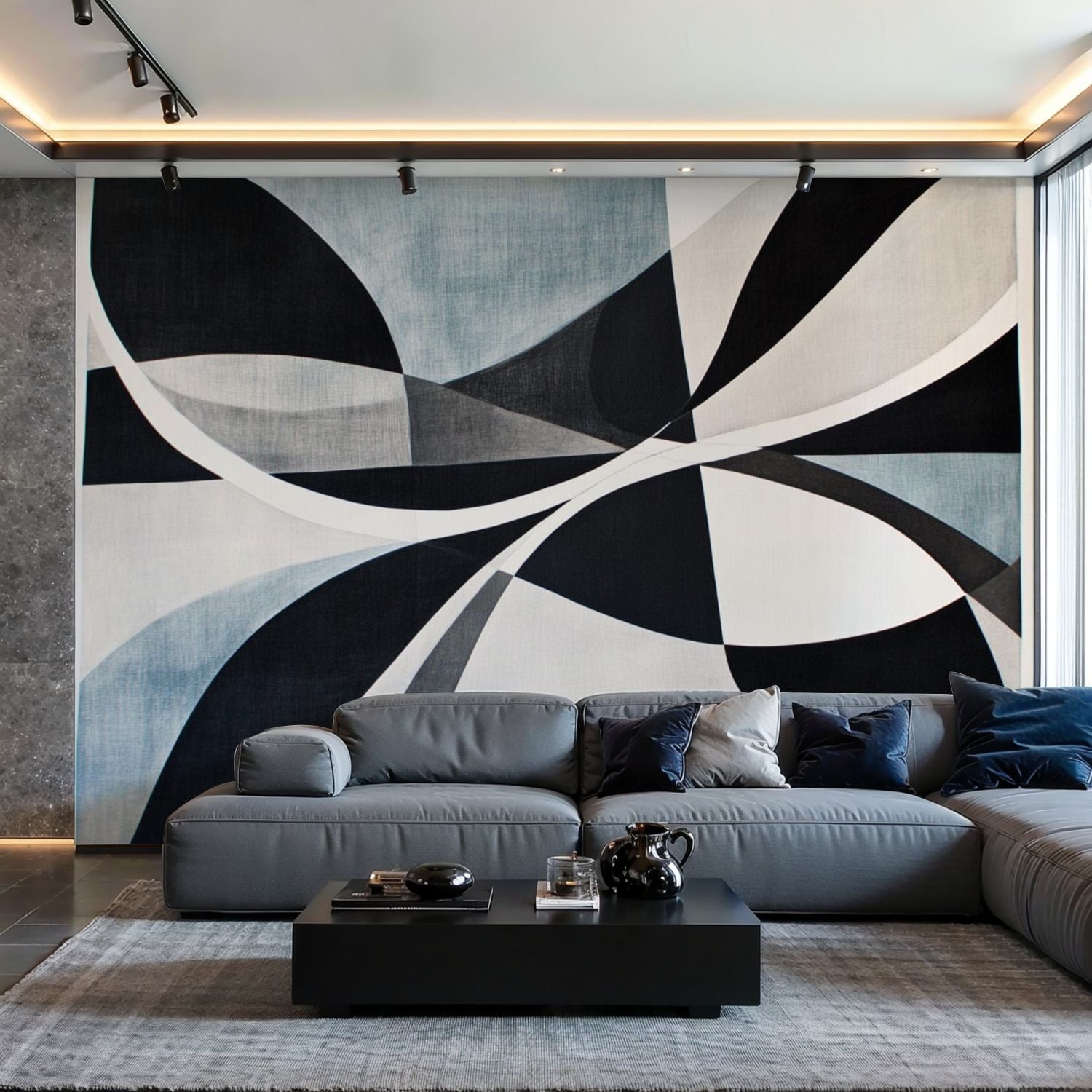 Prxcm Peel and Stick Canvas Wallpaper Curved Lines Repetitive Shapes ...