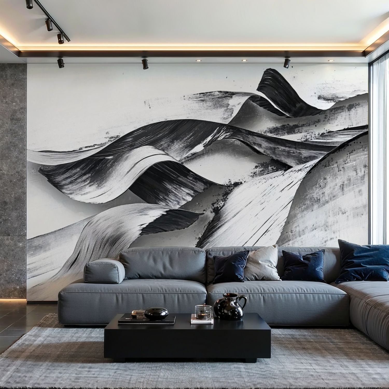 Prxcm Peel and Stick Canvas Wallpaper Curved Lines Repetitive Shapes ...