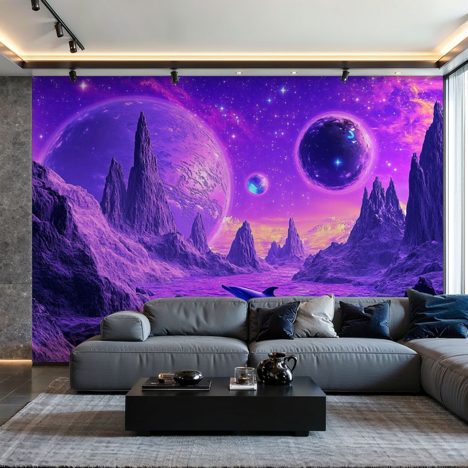 Prxcm Peel and Stick Canvas Wallpaper Fantasy Galaxy Planet Space ...