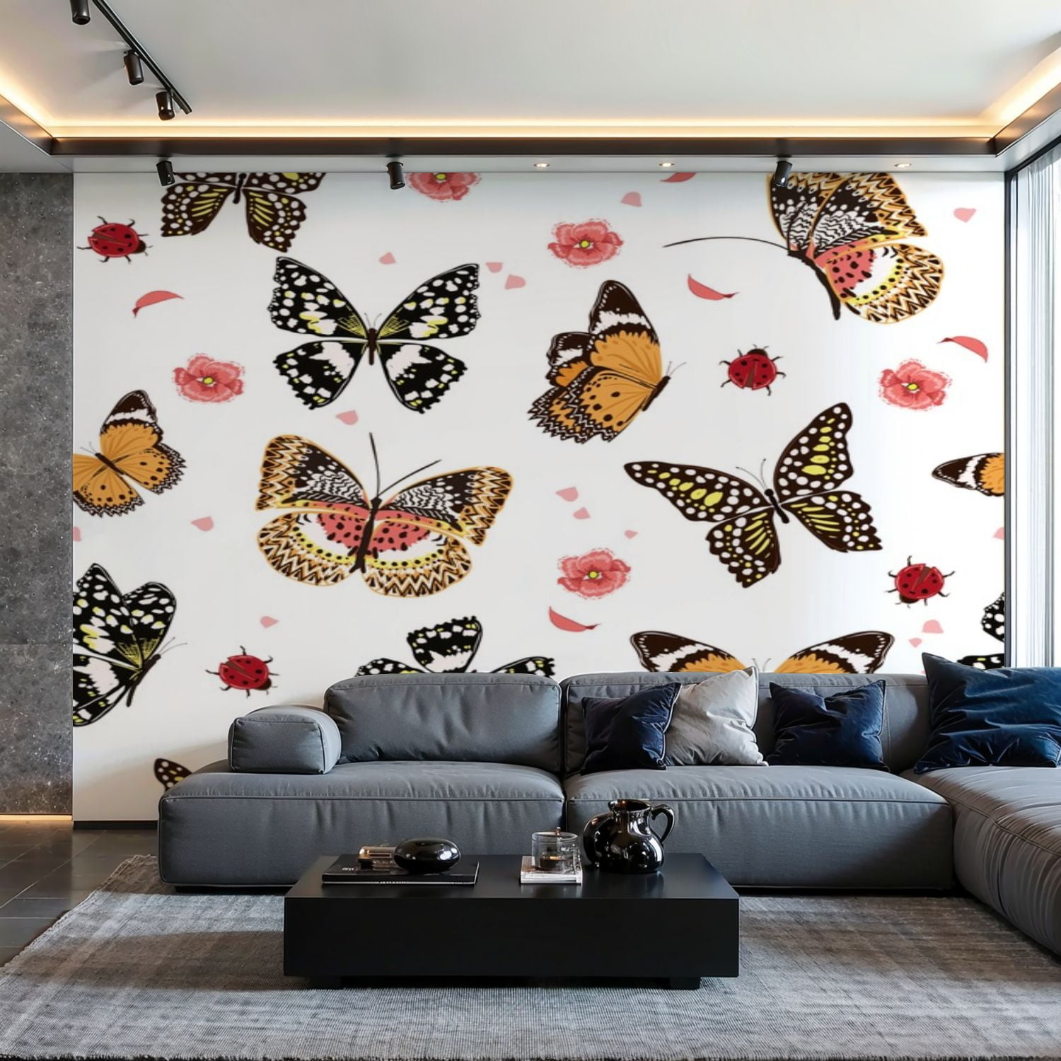 Prxcm Peel and Stick Canvas Wallpaper Garden butterflies garden lady ...