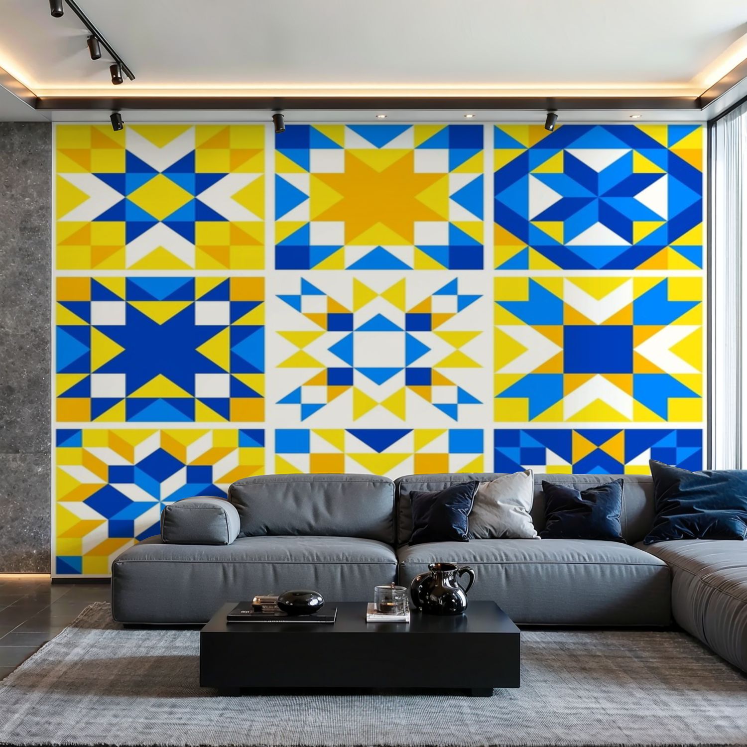 Prxcm Peel and Stick Canvas Wallpaper Geometric star pattern inspired ...