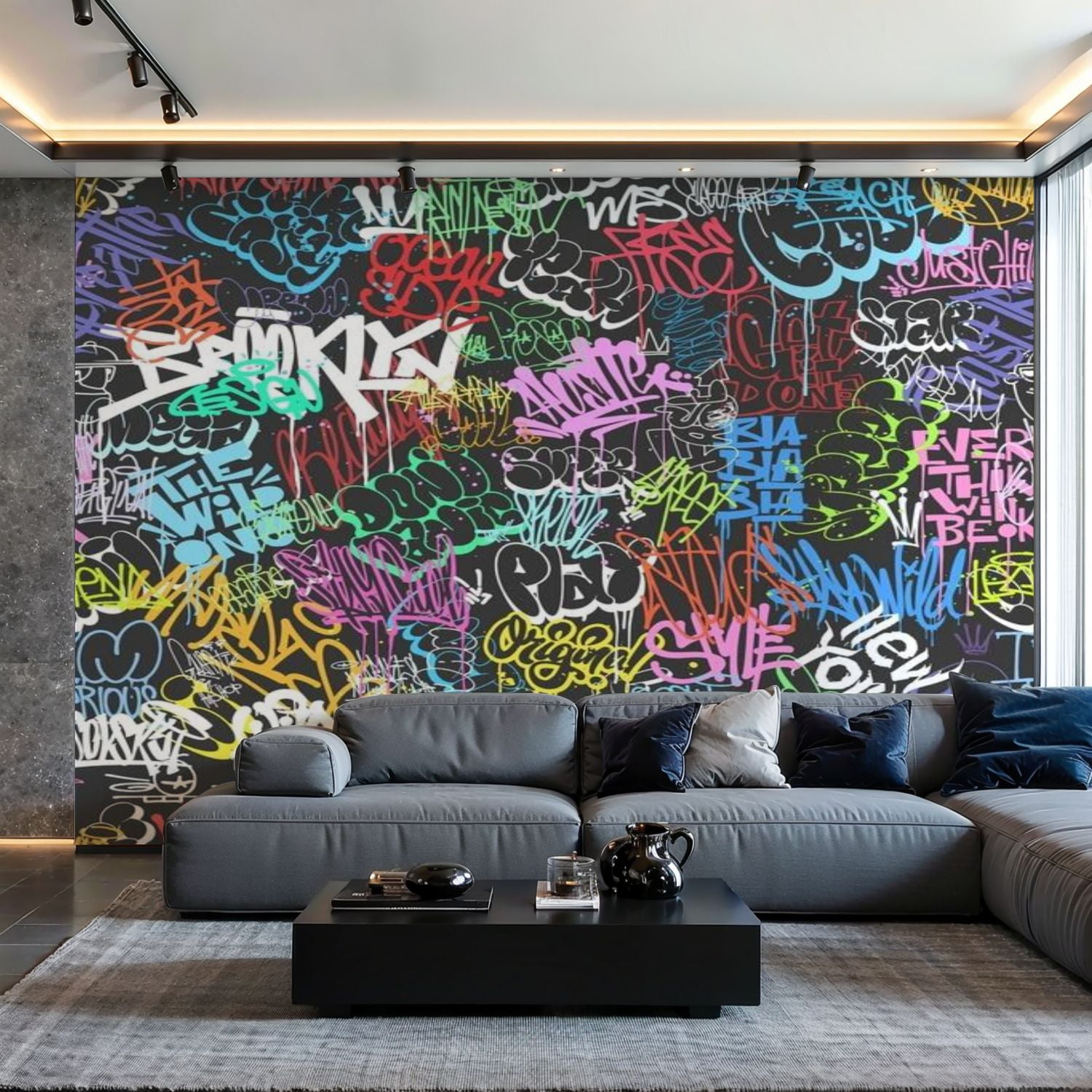 Prxcm Peel and Stick Canvas Wallpaper Graffity wall tags seamless ...