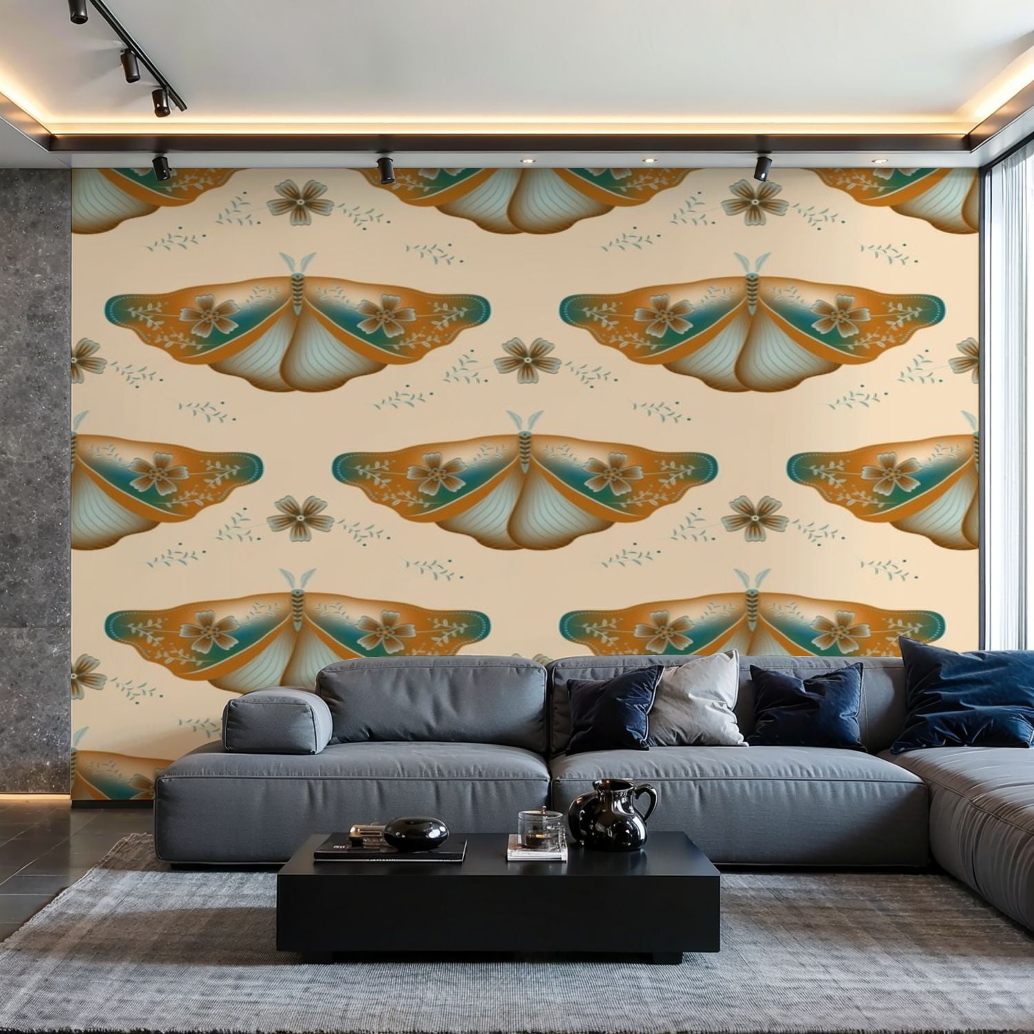 Prxcm Peel and Stick Canvas Wallpaper Hawk floral ornamebt wings ...