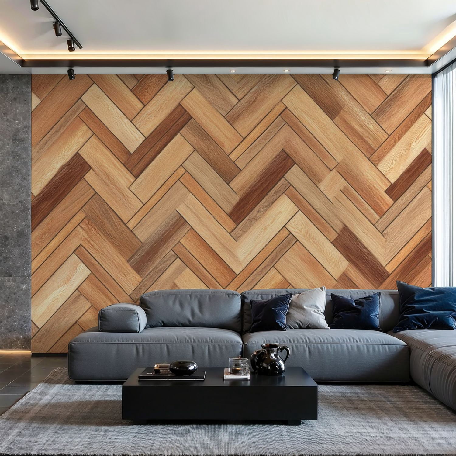 Prxcm Peel and Stick Canvas Wallpaper Herringbone wooden parquet ...