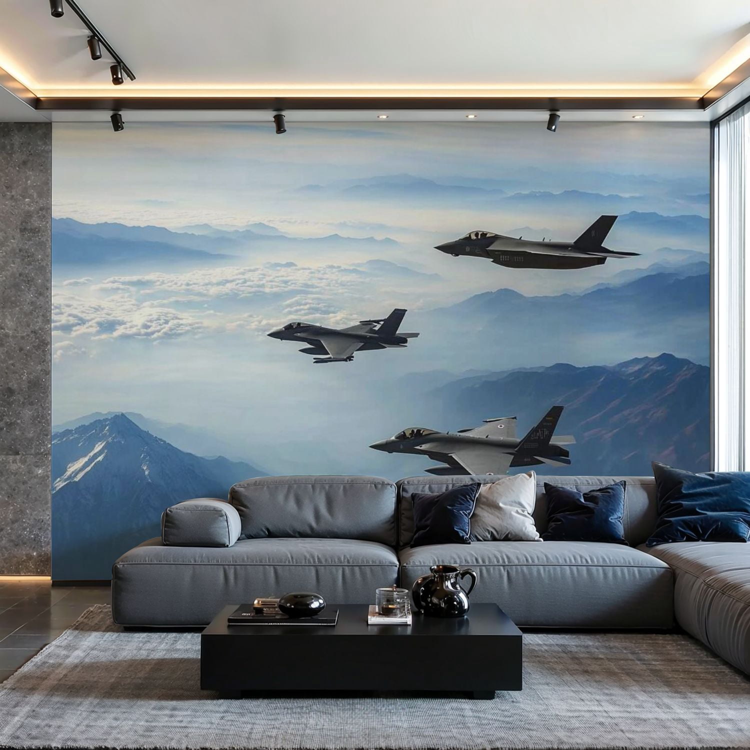 Prxcm Peel and Stick Canvas Wallpaper Jets dusk Art Wall Mural Decor ...