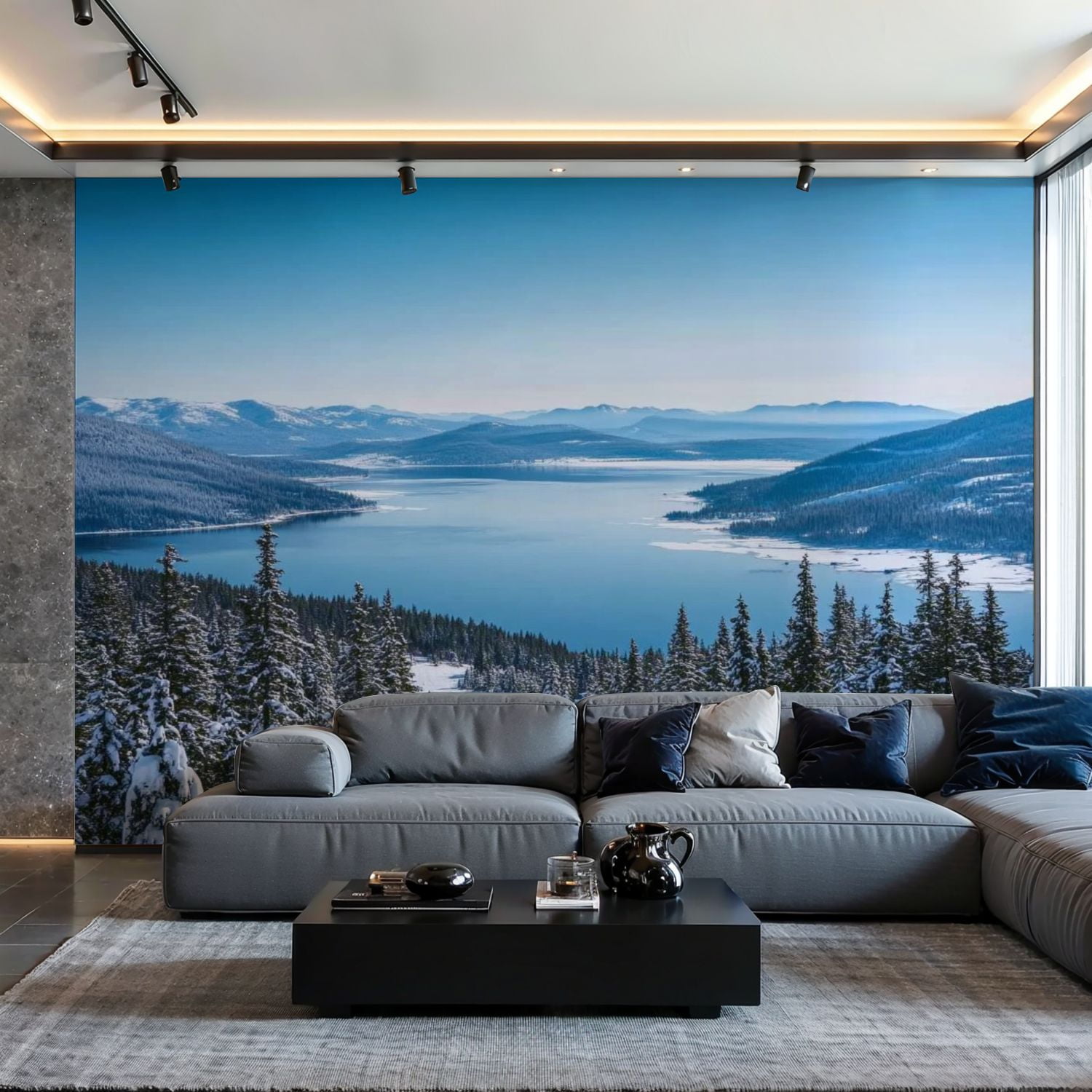 Prxcm Peel and Stick Canvas Wallpaper Lake Pend Orielle View From Schweitzer Mountain Art Wall ...