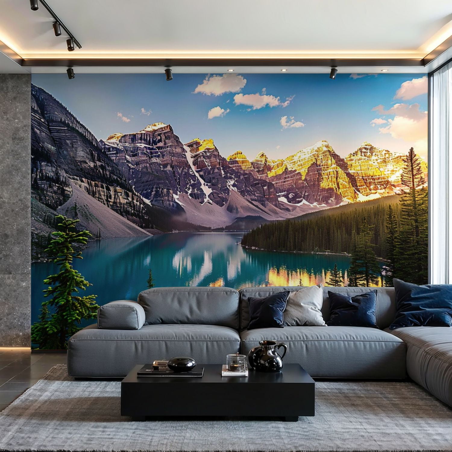 Prxcm Peel and Stick Canvas Wallpaper Landscape sunset view Morain lake ...