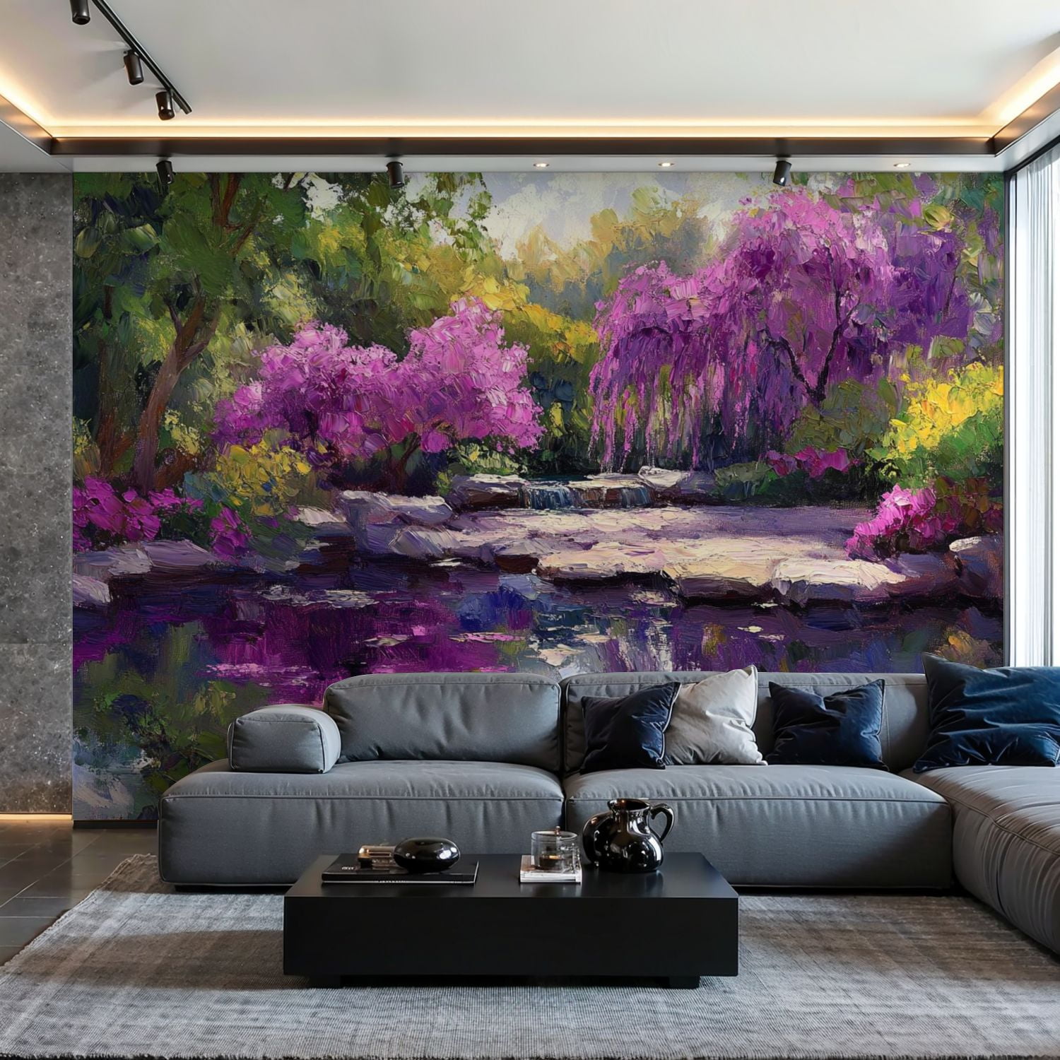 Prxcm Peel and Stick Canvas Wallpaper Nature Plant Serene Pond Weeping ...