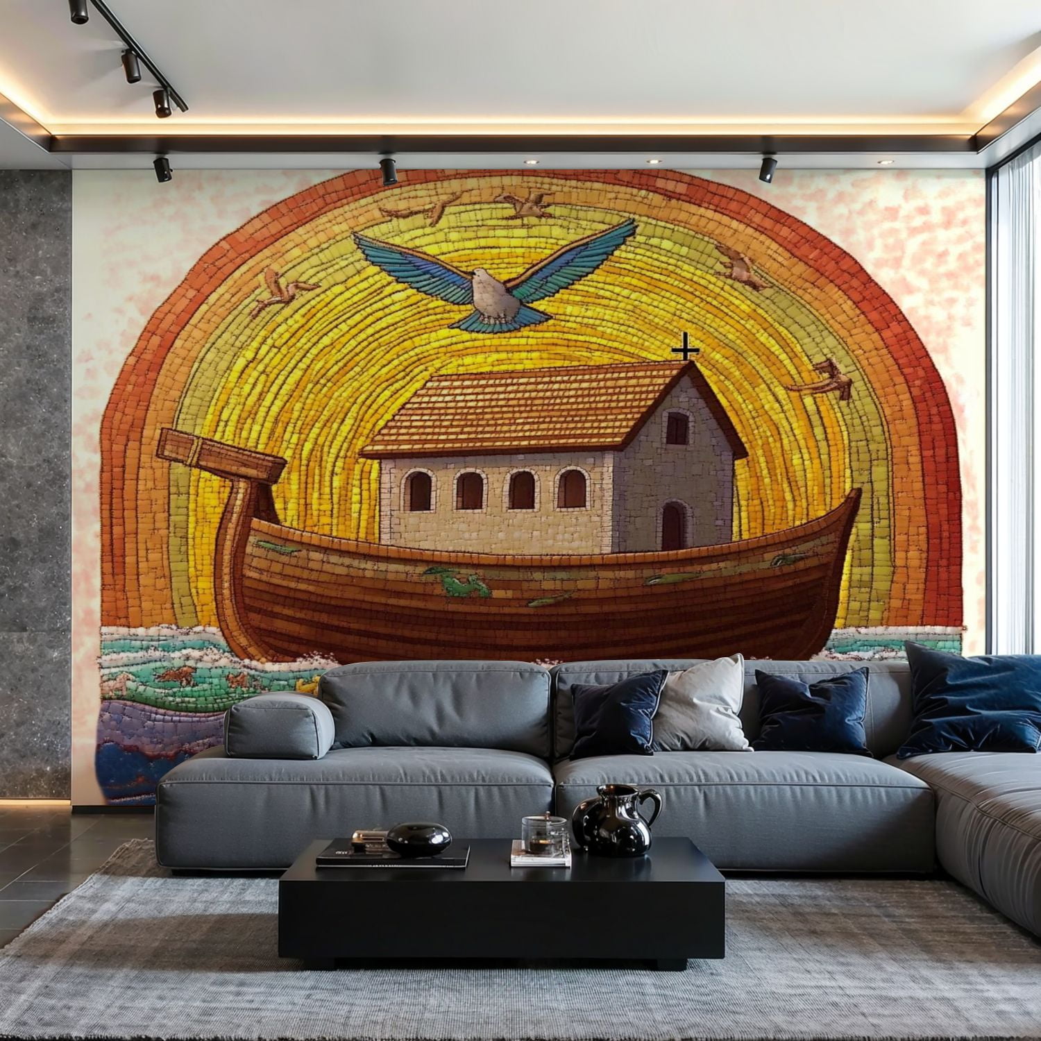 Prxcm Peel and Stick Canvas Wallpaper Noahs Ark mosaic Kikkos Monastery ...