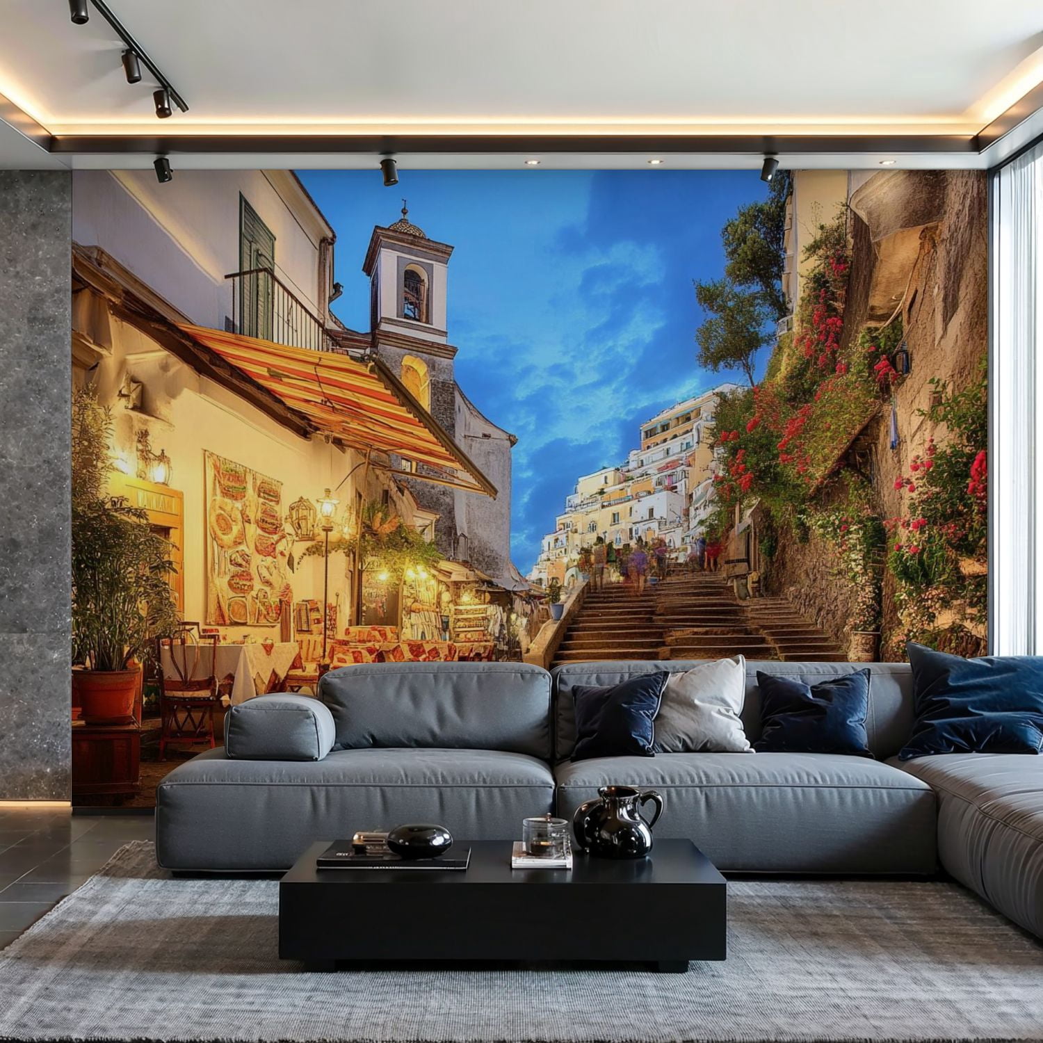 Prxcm Peel and Stick Canvas Wallpaper Positano Italy Art Wall Mural ...