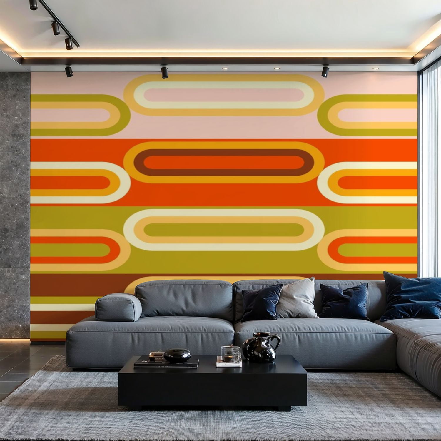 Prxcm Peel and Stick Canvas Wallpaper Retro 1970s Super Graphics ...