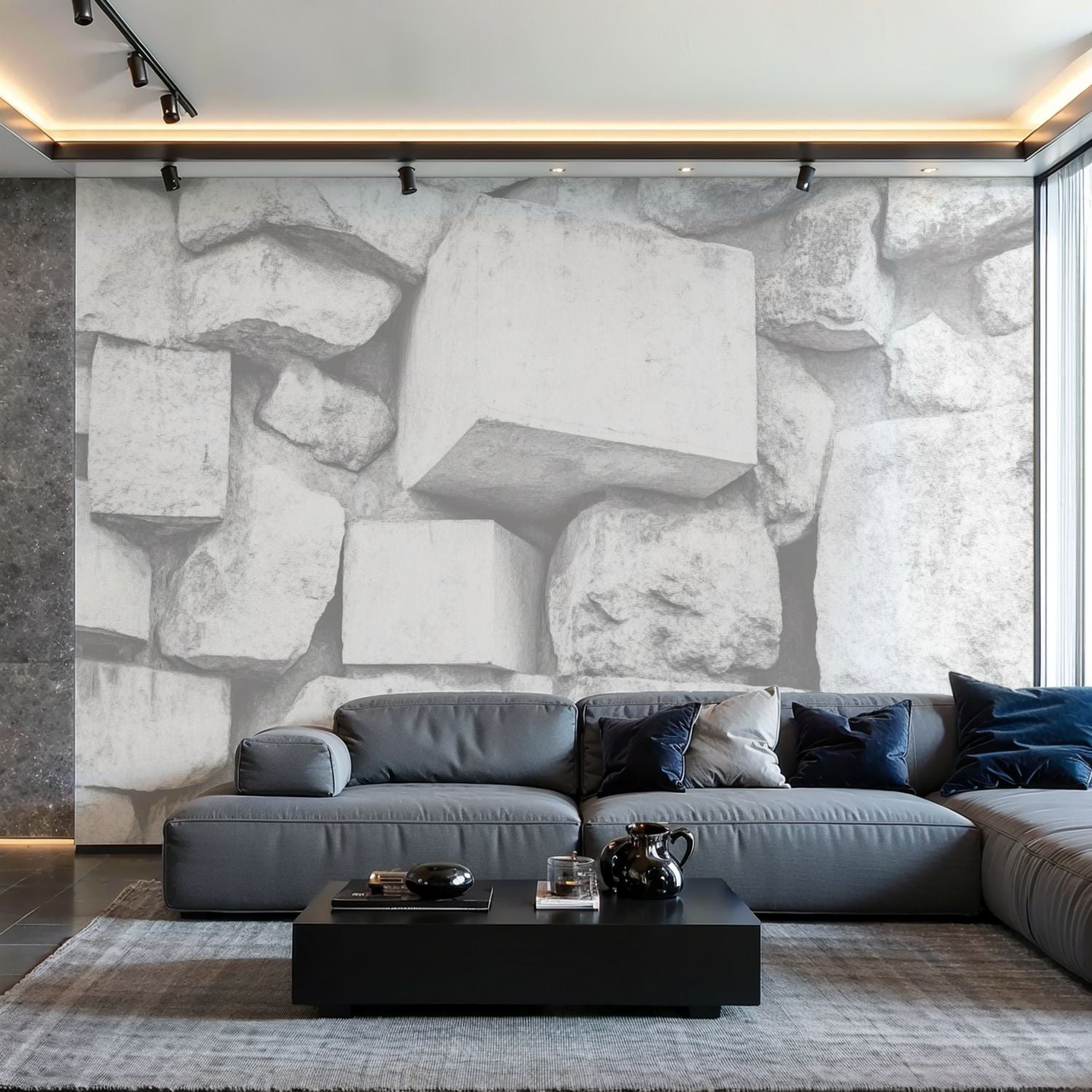 Prxcm Peel and Stick Canvas Wallpaper Rock concrete abstract stone ...