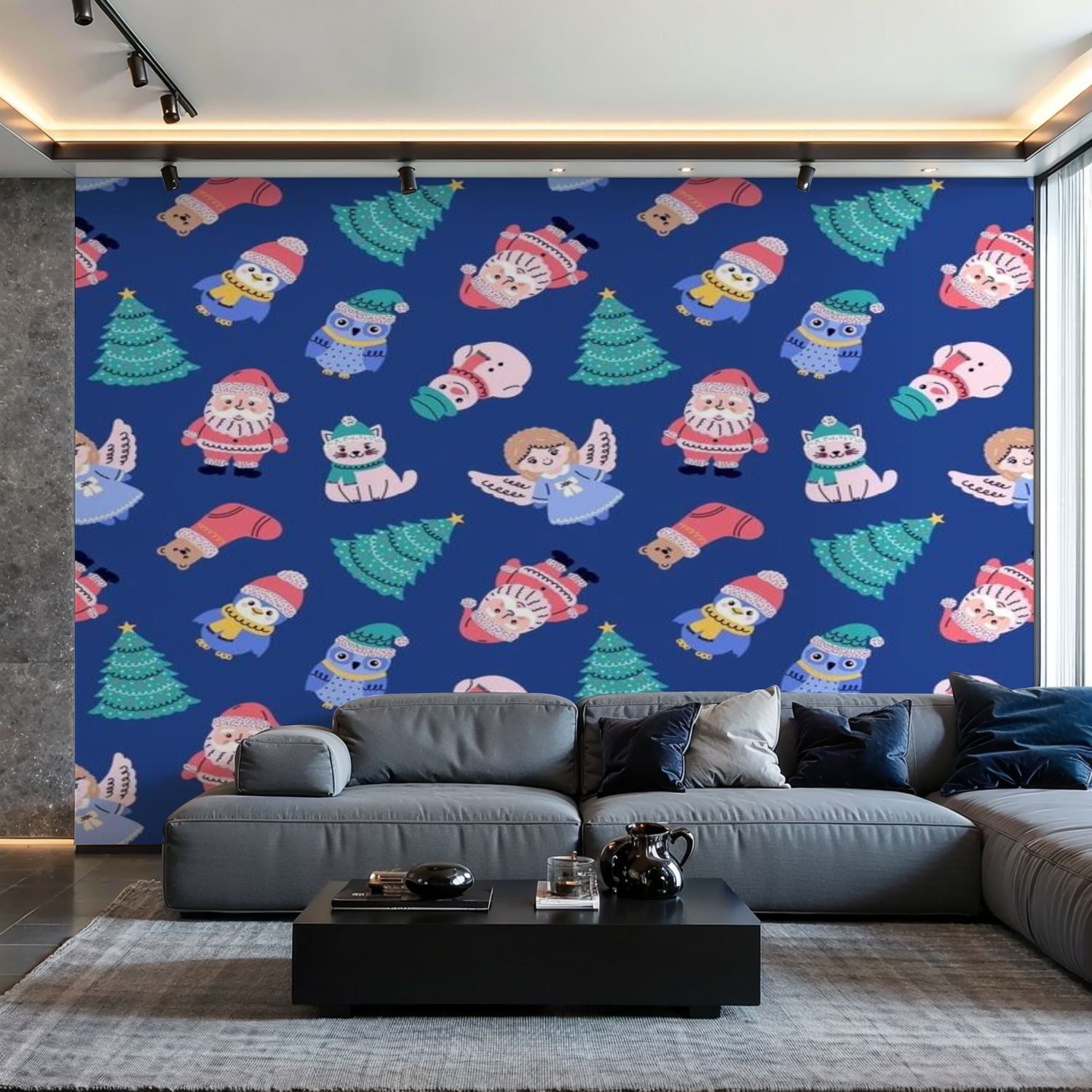 Prxcm Peel and Stick Canvas Wallpaper Seamless Christmas themed pattern ...