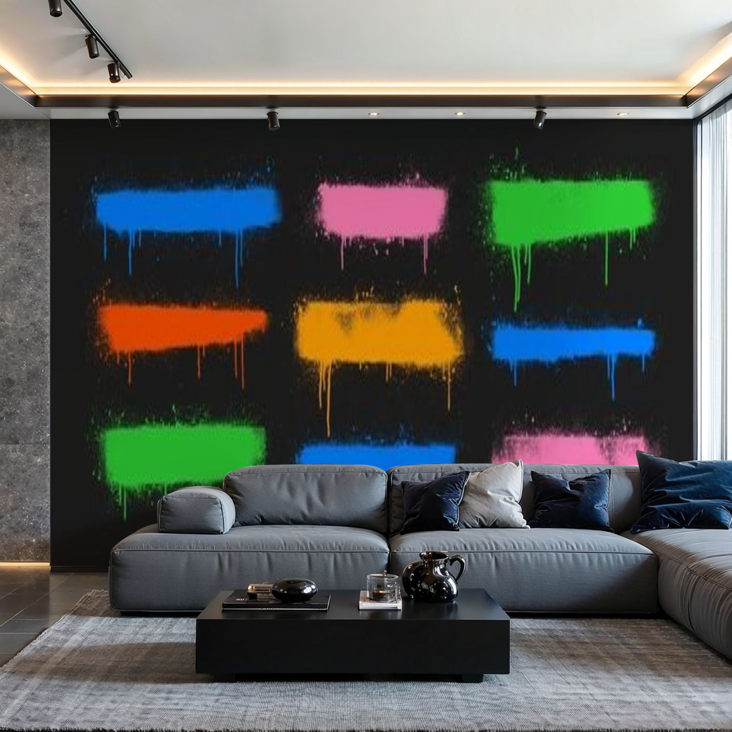 Prxcm Peel and Stick Canvas Wallpaper Set colorful bold thick strokes ...
