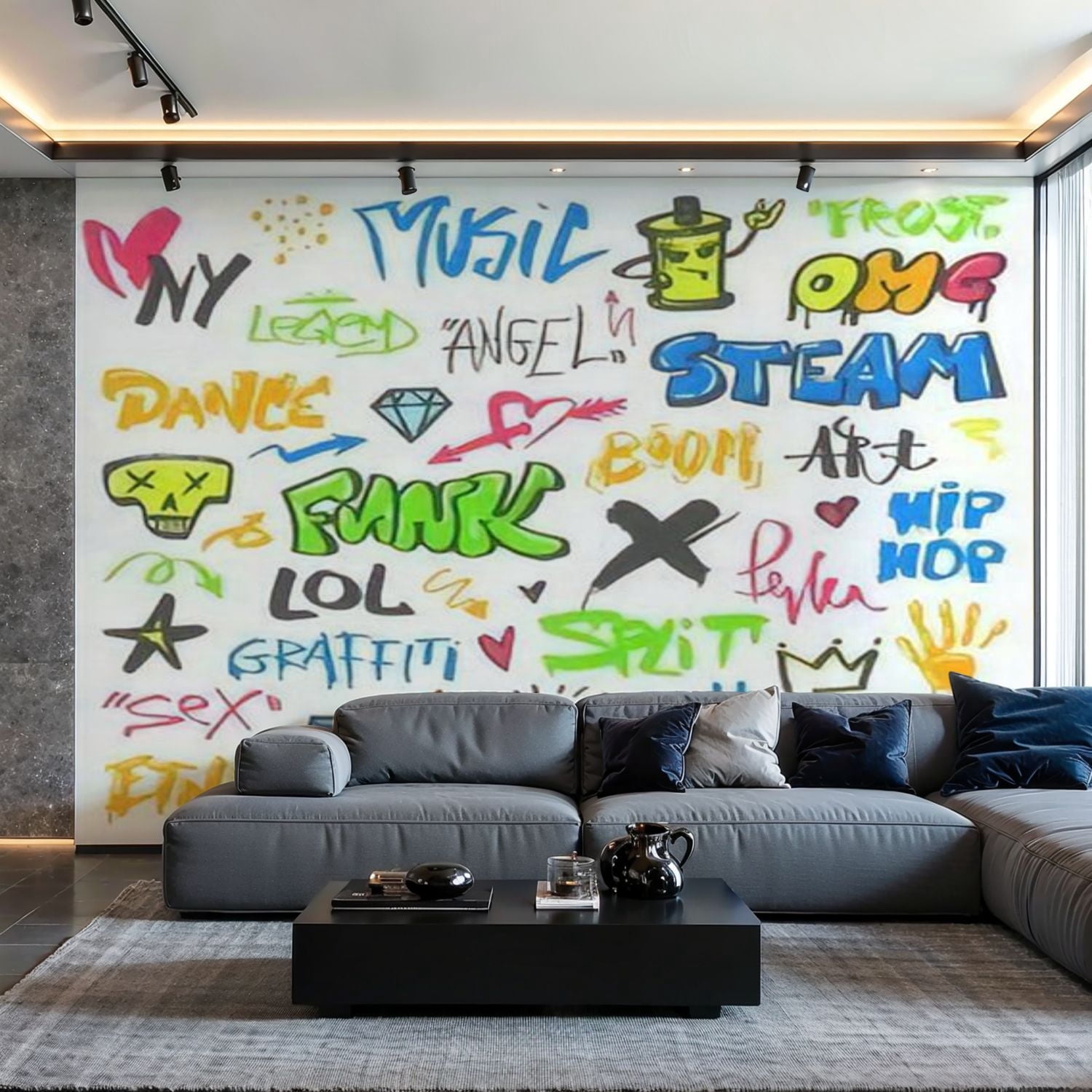 Prxcm Peel and Stick Canvas Wallpaper Street graffiti Urban walls spray ...