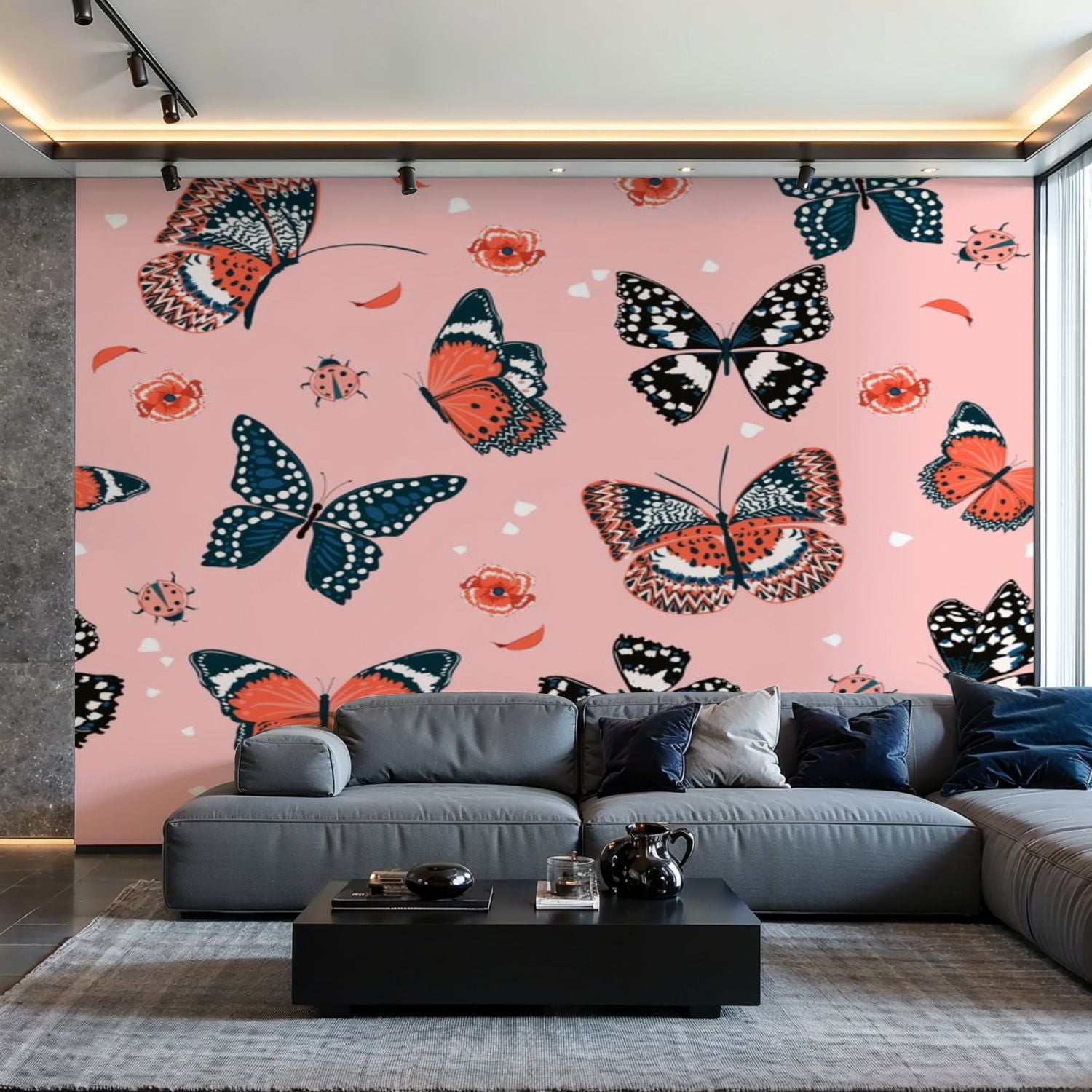 Prxcm Peel and Stick Canvas Wallpaper Sweet tone Butterflies garden ...