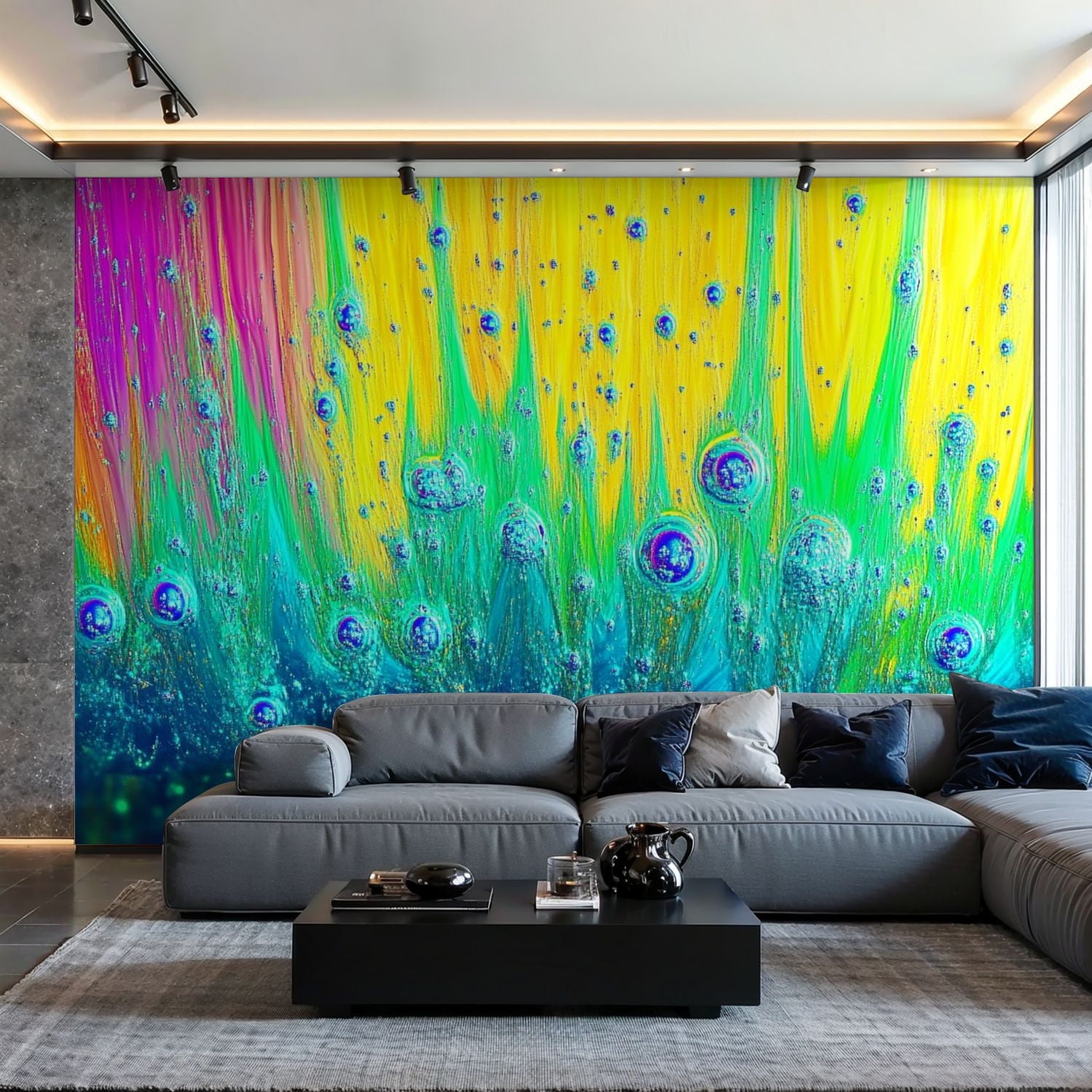 Prxcm Peel and Stick Canvas Wallpaper Swirling shapes colors surface ...