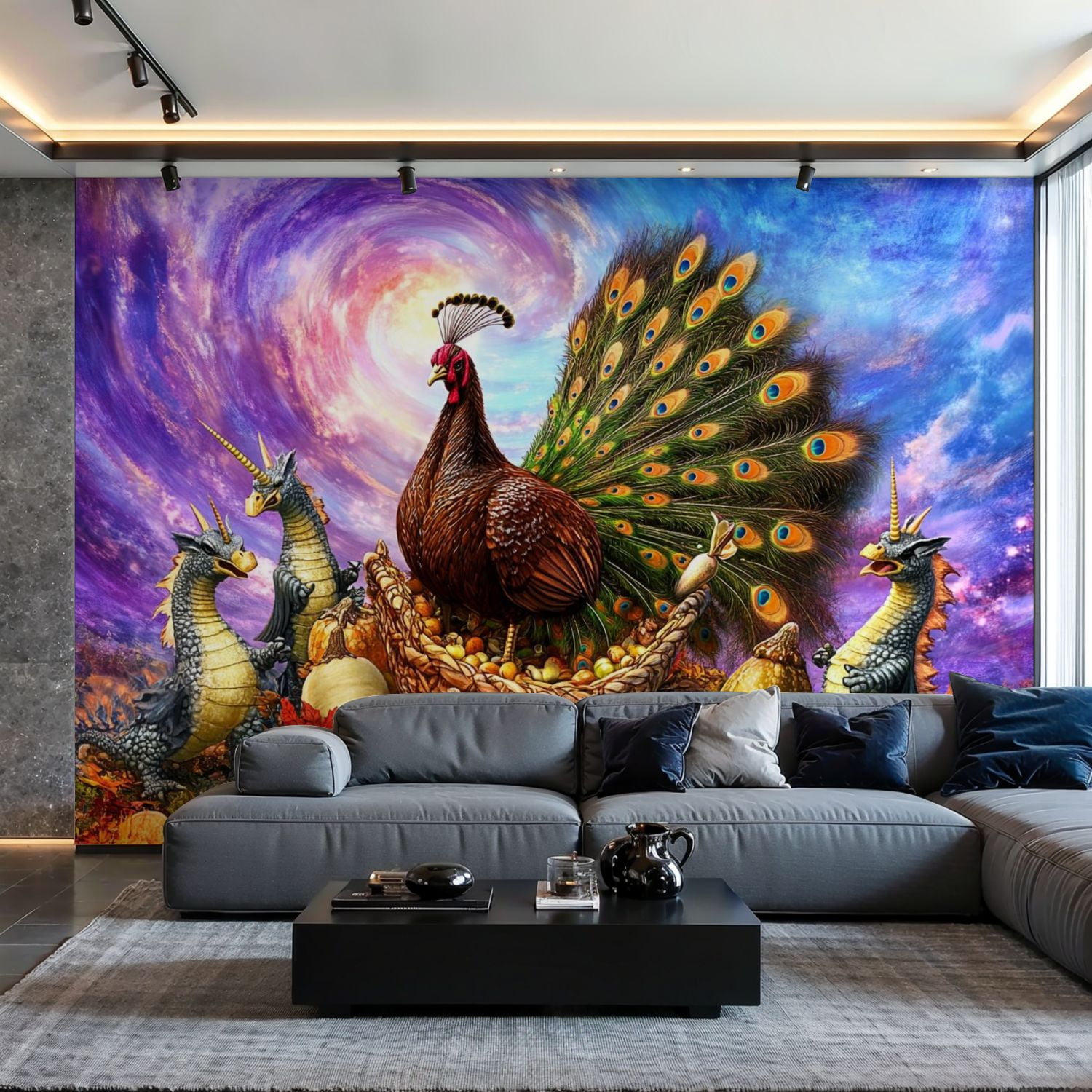 Prxcm Peel and Stick Canvas Wallpaper Thanksgiving Cornucopia Mythical ...