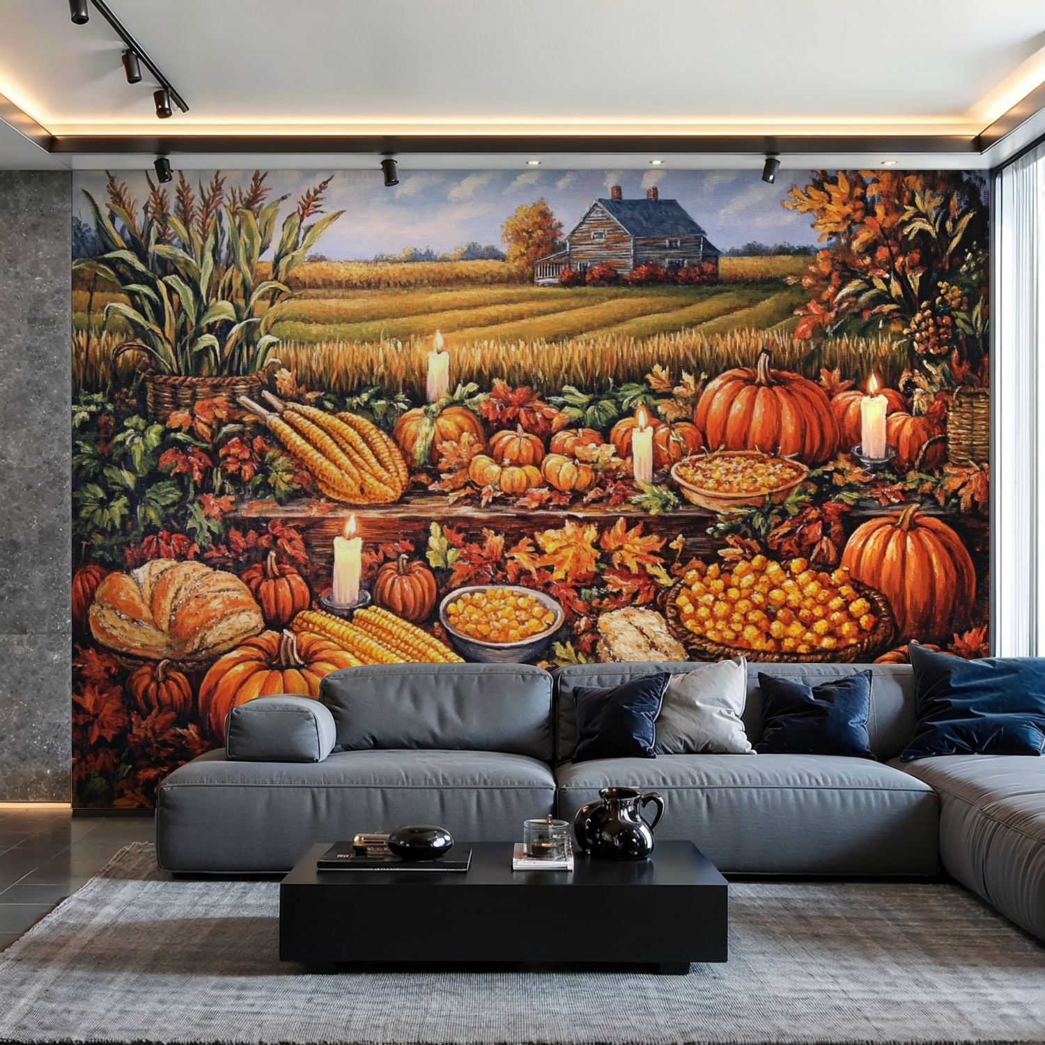 Prxcm Peel and Stick Canvas Wallpaper Traditional Thanksgiving Rural ...