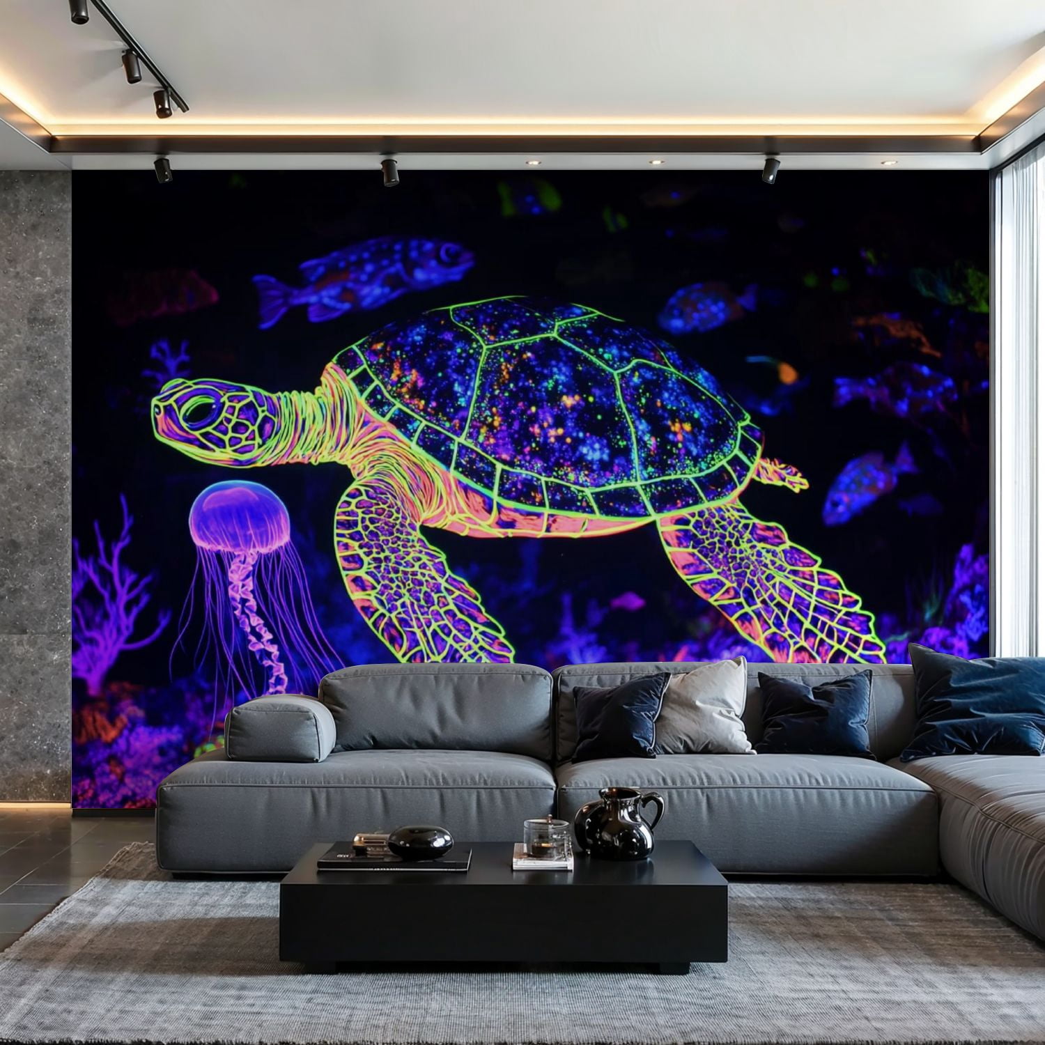 Prxcm Peel and Stick Canvas Wallpaper Turtle Art Wall Mural Decor Self ...