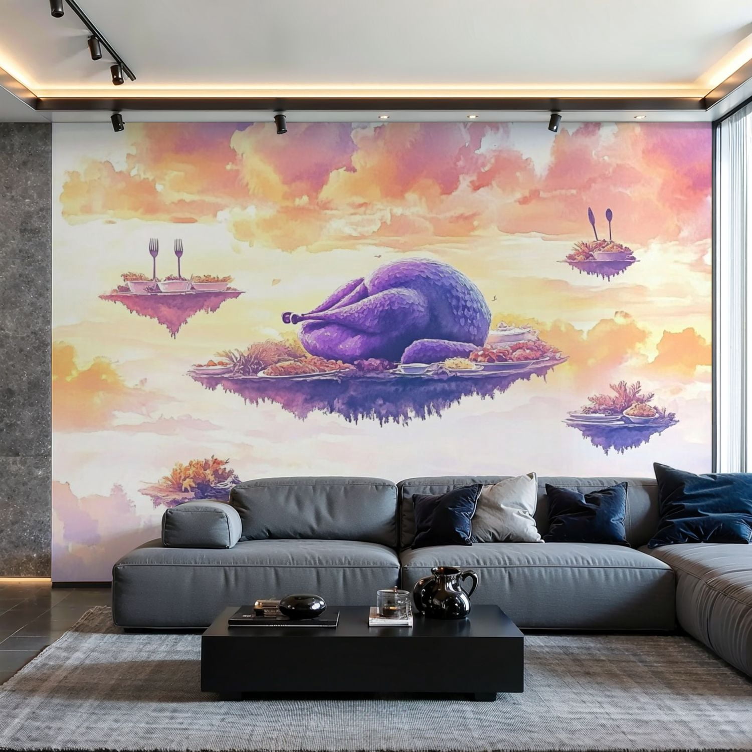 Prxcm Peel and Stick Canvas Wallpaper Violet Turkey Floating Islands ...