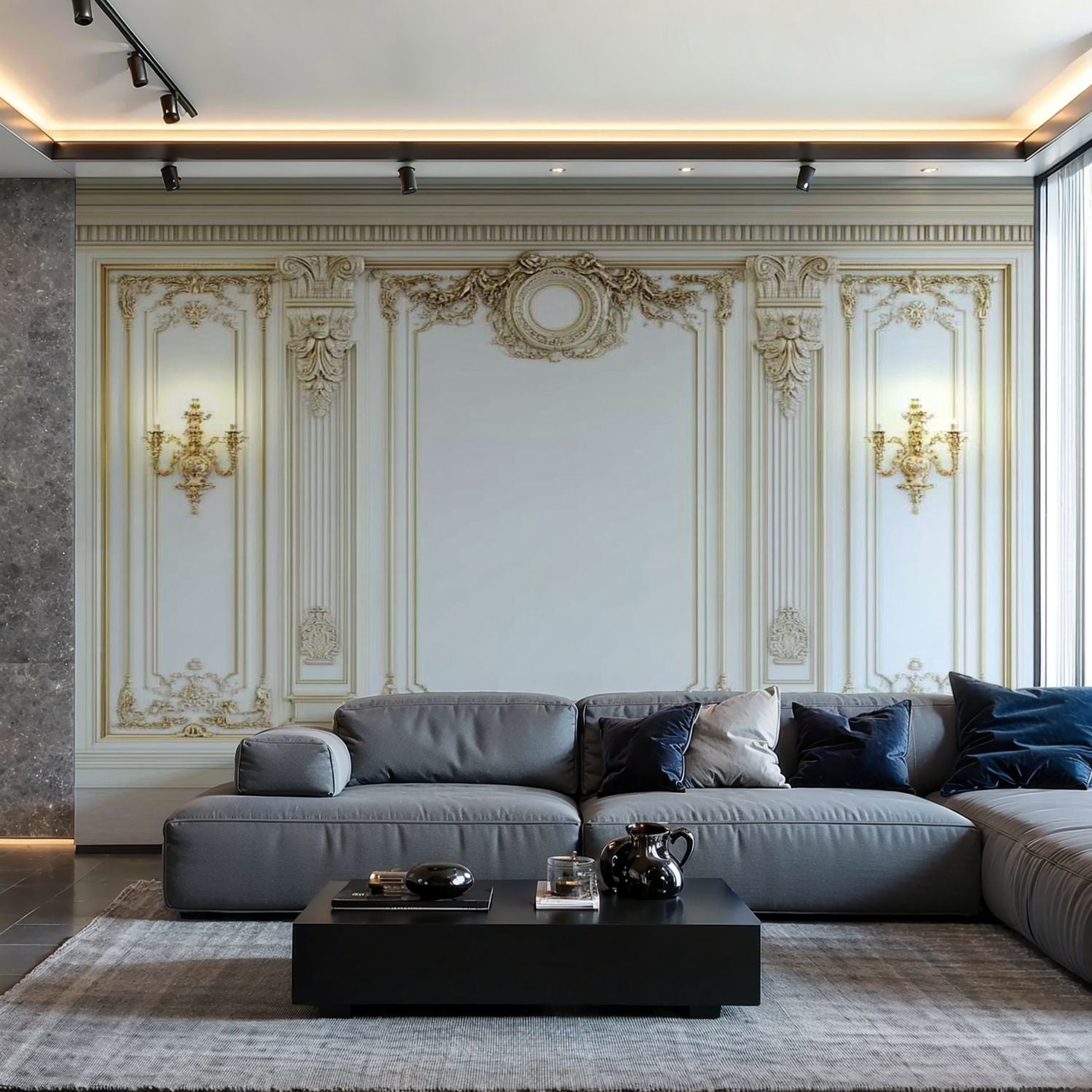 Prxcm Peel and Stick Canvas Wallpaper White wall panels classical style ...