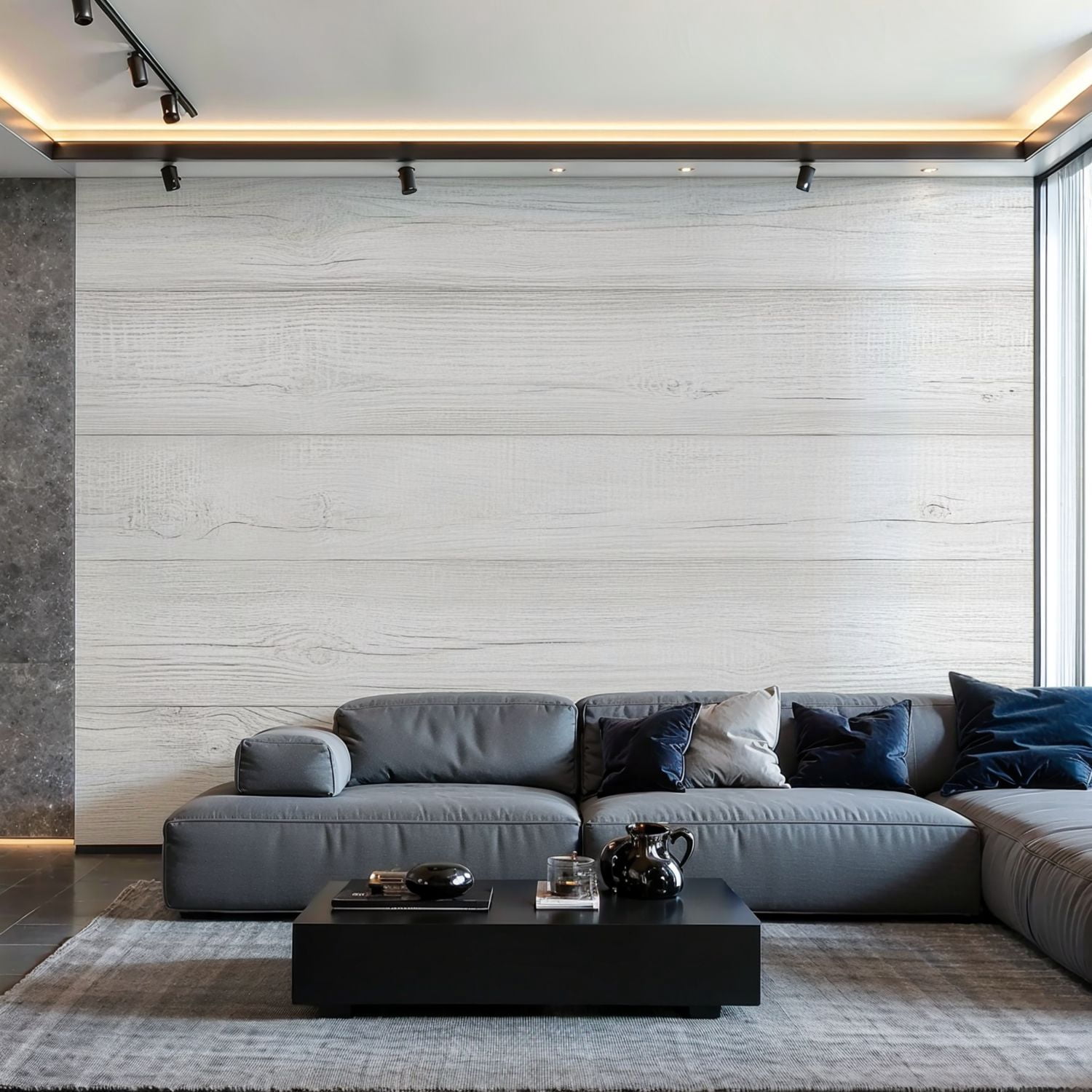 Prxcm Peel and Stick Canvas Wallpaper White washed wood surface as ...
