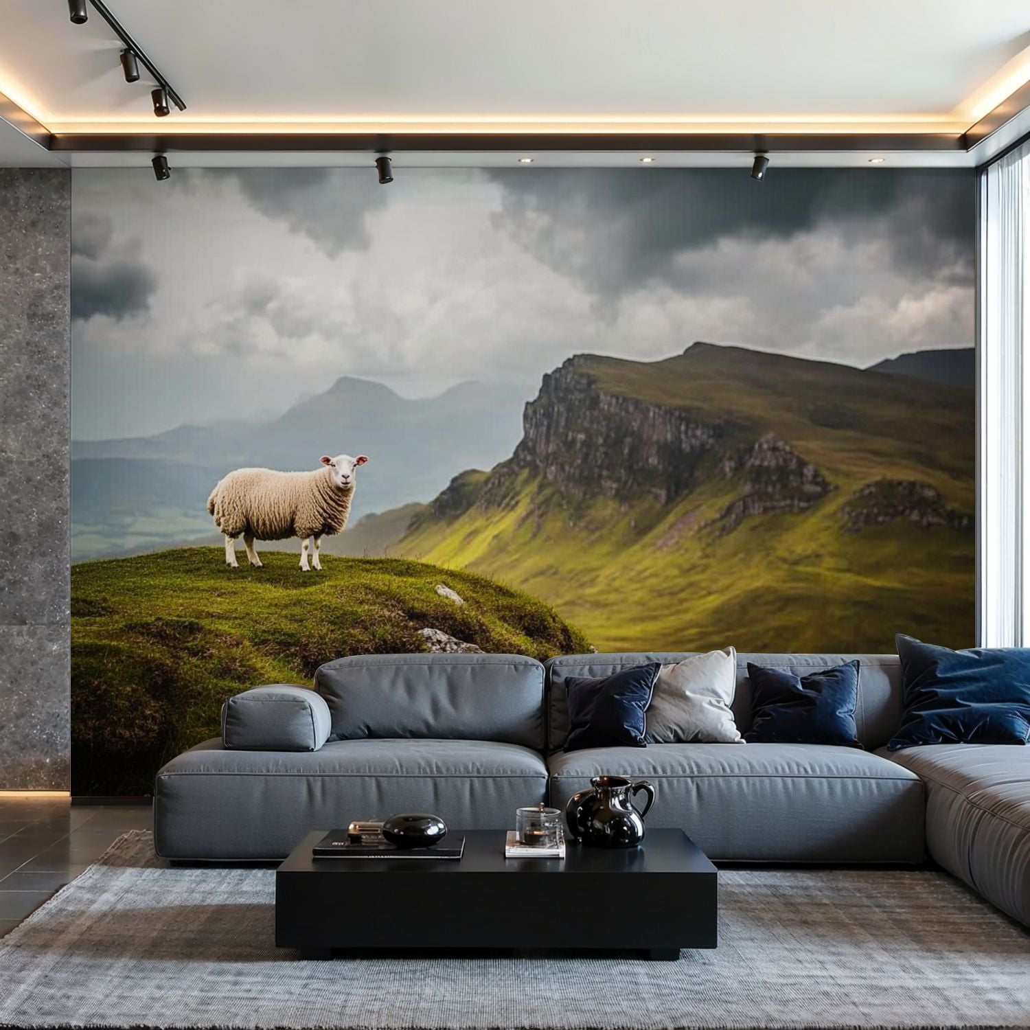 Prxcm Peel and Stick Canvas Wallpaper sheep cliff quiraing highlands ...