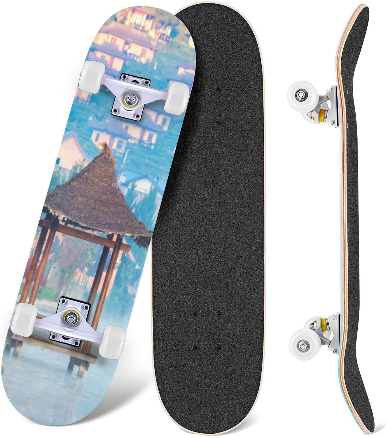 Prxcm Skateboard Complete for Beginners Adults Teens 31 x 8" Ban Rak ...